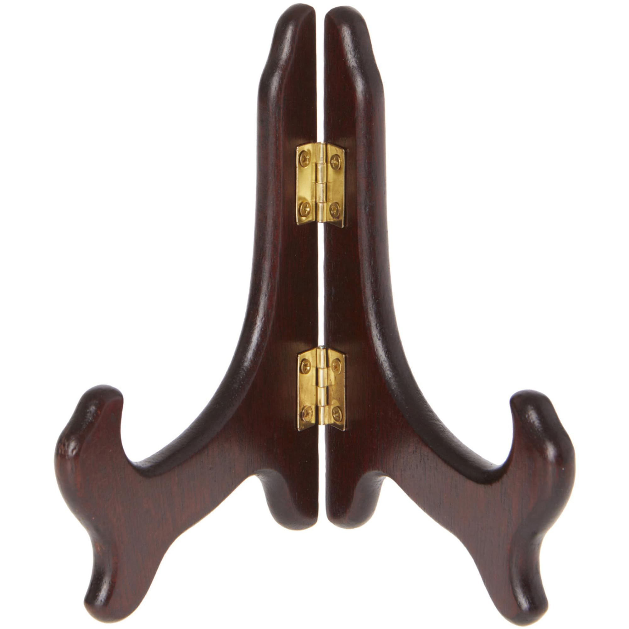 Bard's Hinged Dark Wood Plate Stand, 5" H x 5.75" W x 3.75" D (For 5" - 7.5" Plates)