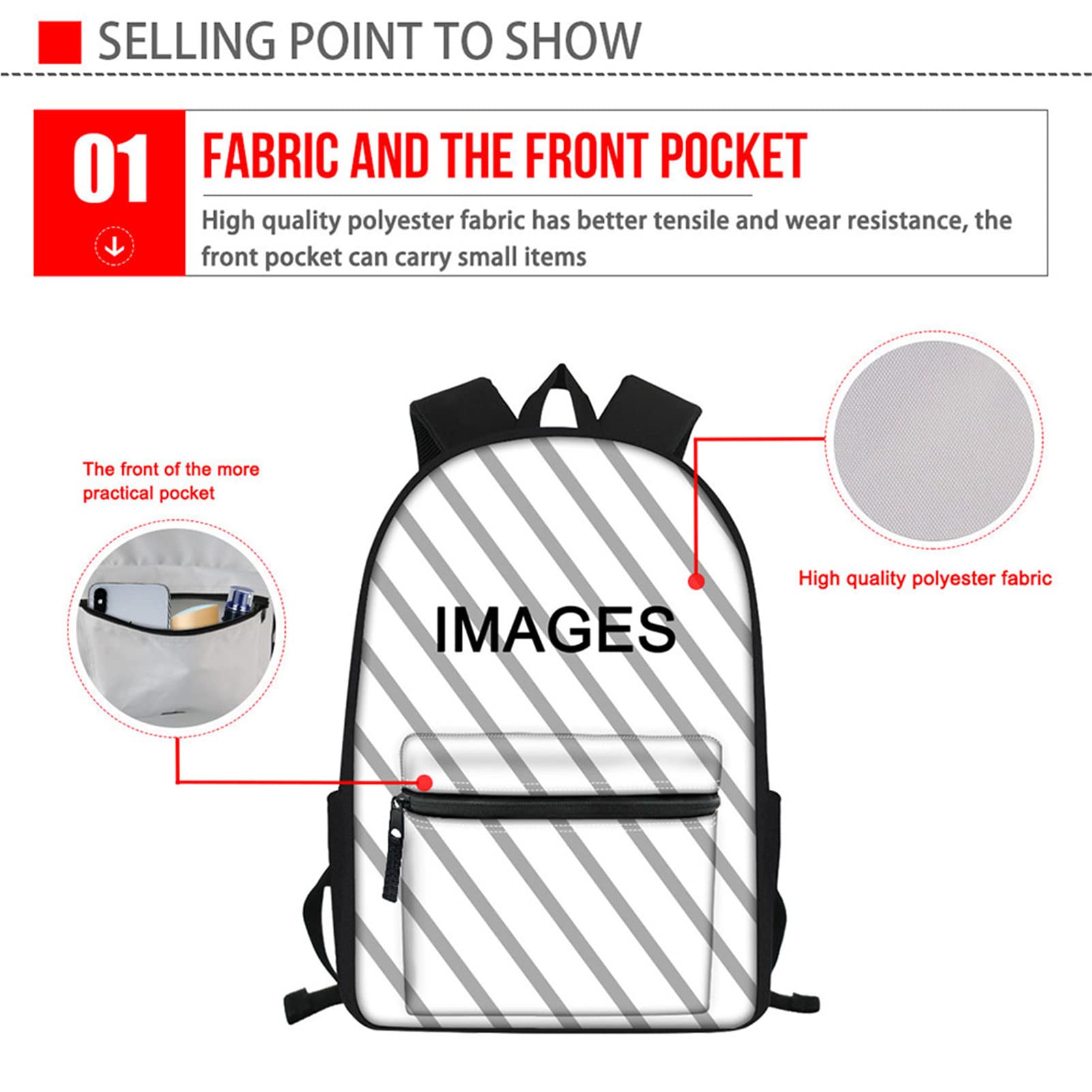 FOR U DESIGNS Kids Travel School Backpack Shoulder Bag for Girls Cute White Puppy Dog Print