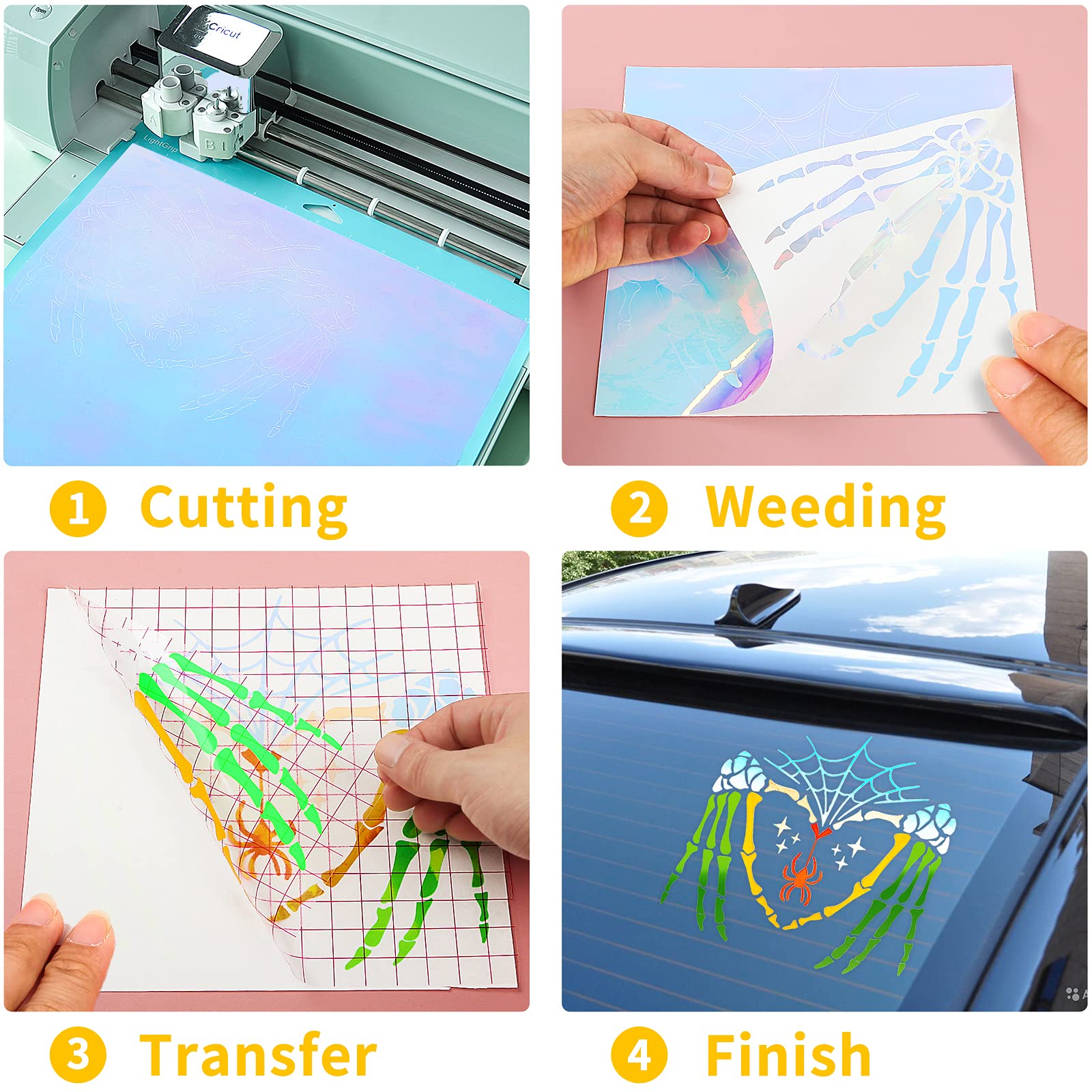 Lya Vinyl 16 Pack Holographic Vinyl Set for Cricut - 12" x 12" Permanent Holographic Vinyl Sheets for Decor Sticker, Party Decoration, Car Decal