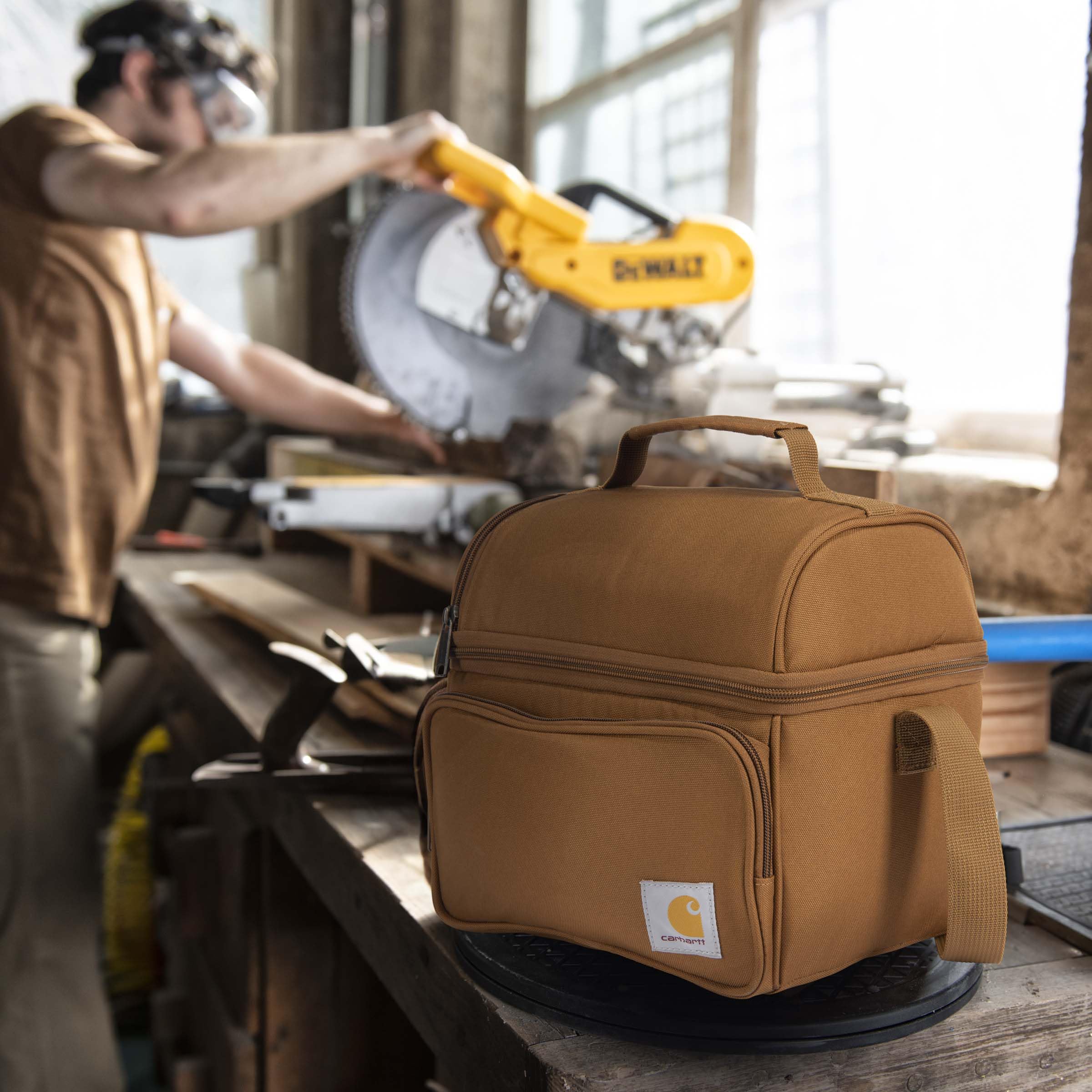 Carhartt Deluxe Dual Compartment Insulated Lunch Cooler Bag, Carhartt Brown
