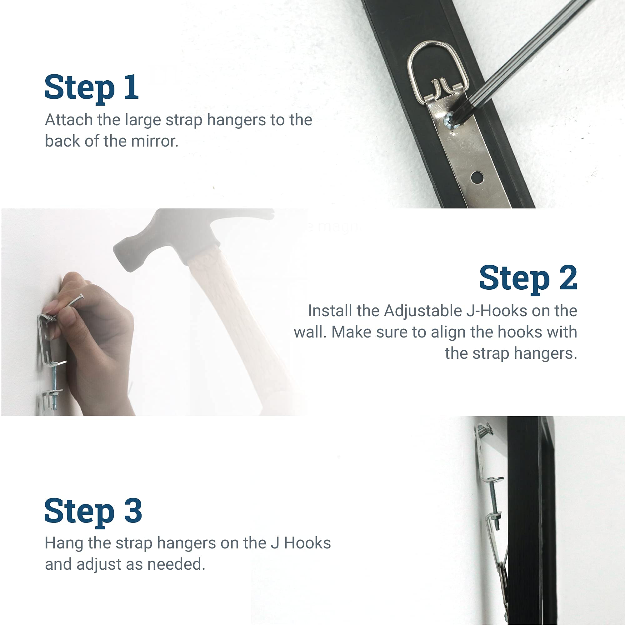 Mirror Hanging Kit with Hangers and Leveling Hardware - 100 lbs - Heavy Duty Mirror Hanging Hardware