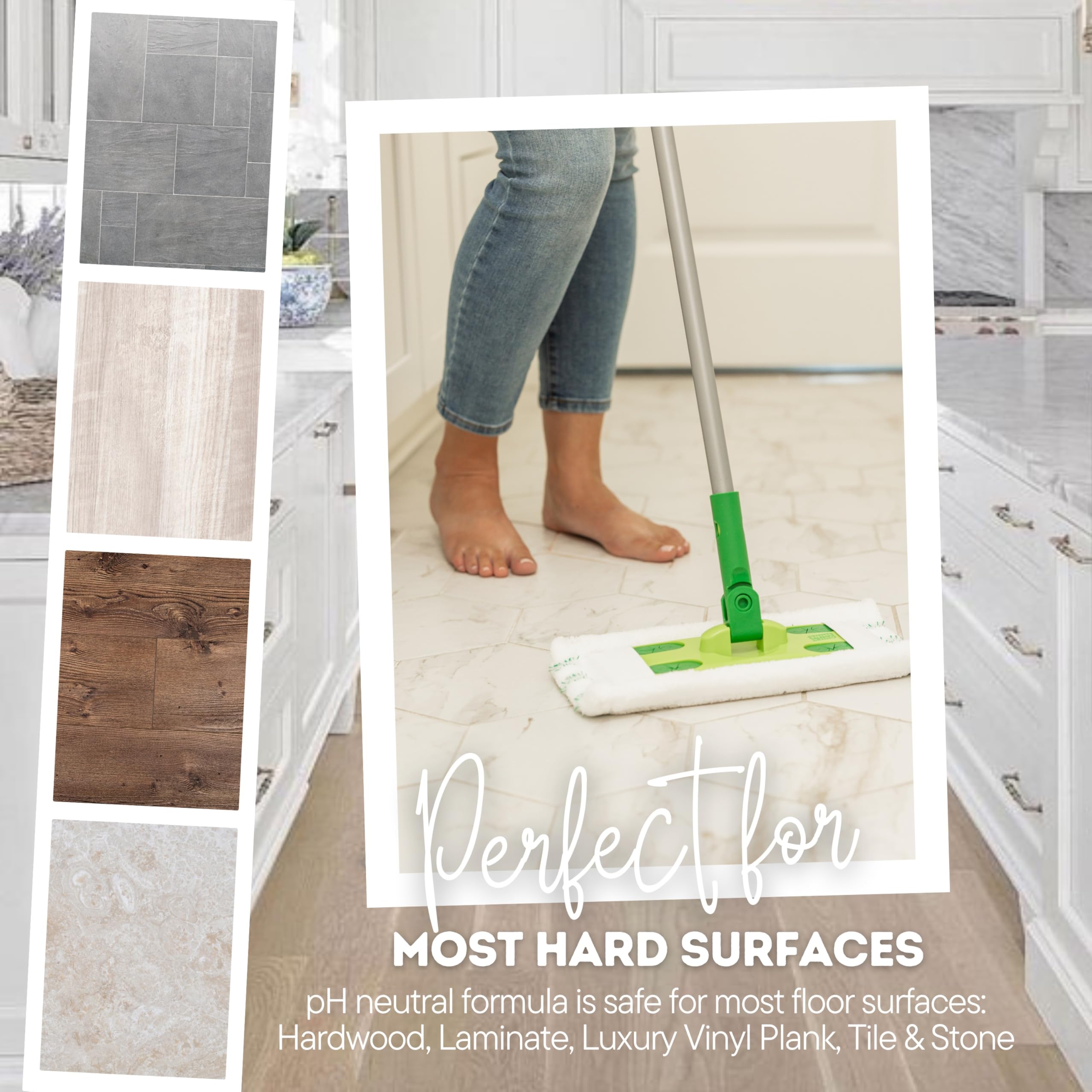 Quick Shine Multi Surface Floor Finish 64oz | Cleaner & Polish to use on Hardwood, Laminate, Luxury Vinyl Plank LVT, Tile & Stone | Safer Choice w/Clean Shine Technology | Protect-Refresh