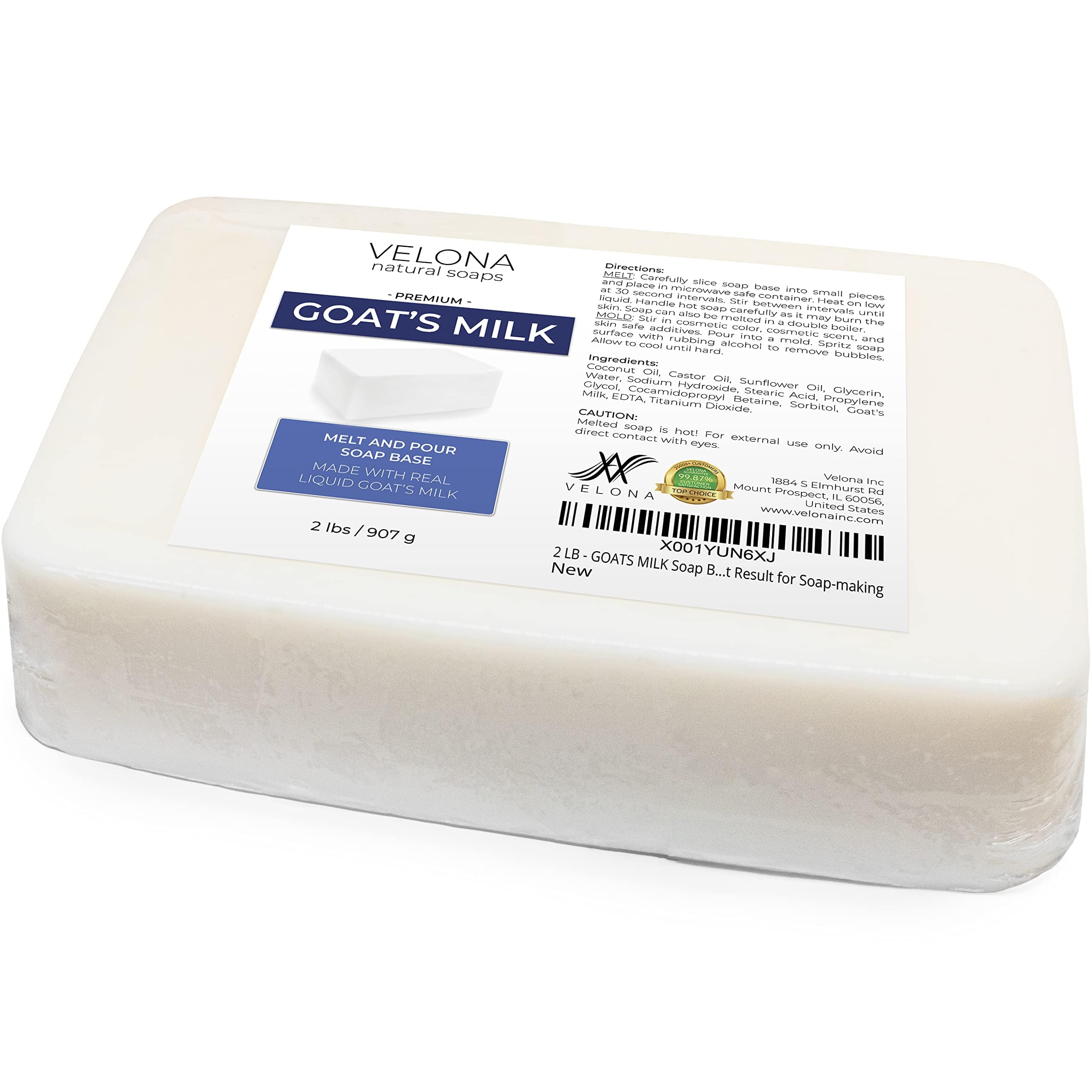 velona 2 LB - GOATS MILK Soap Base SLS/SLES free | Melt and Pour | Natural Bars For The Best Result for Soap-making