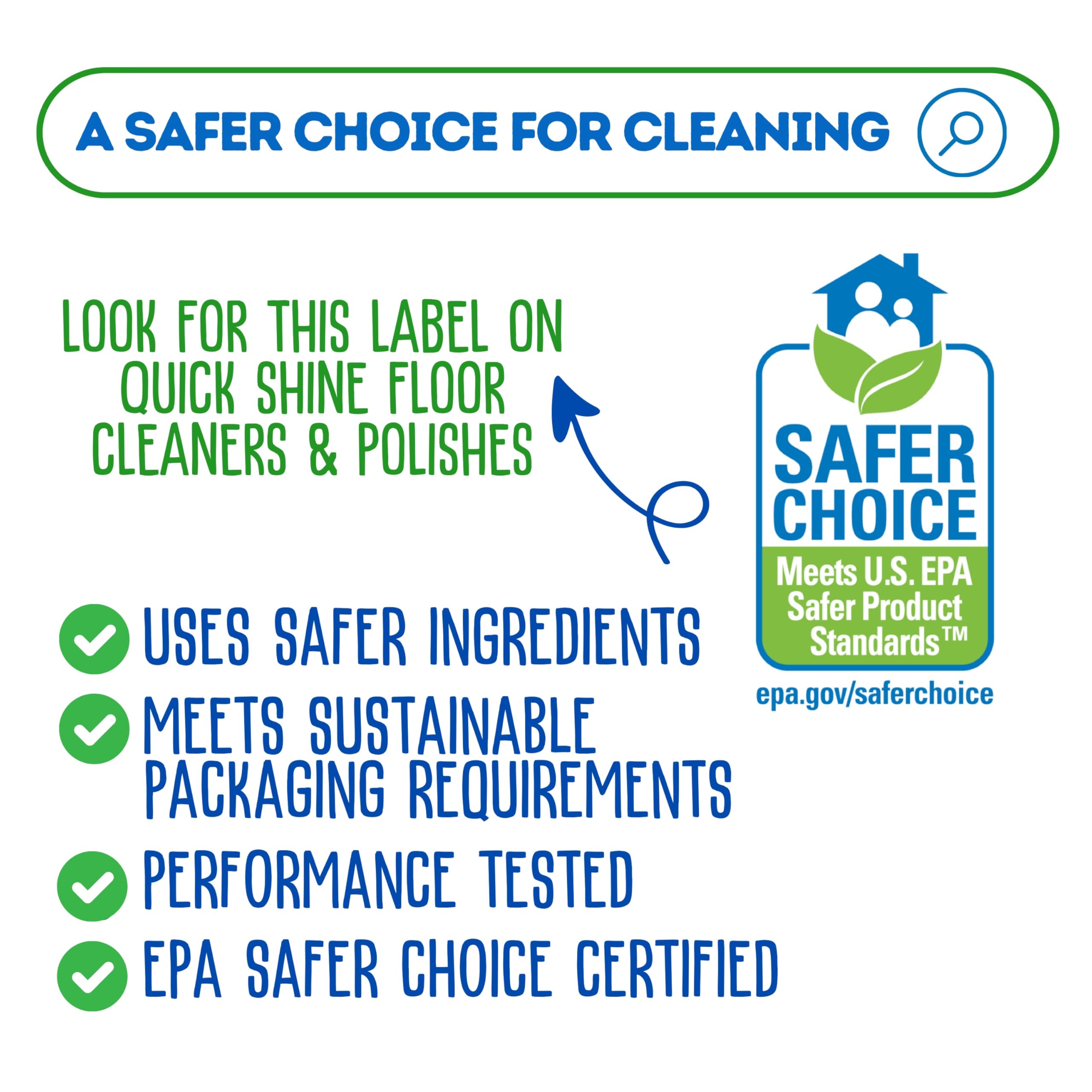 Quick Shine Multi Surface Floor Finish 64oz | Cleaner & Polish to use on Hardwood, Laminate, Luxury Vinyl Plank LVT, Tile & Stone | Safer Choice w/Clean Shine Technology | Protect-Refresh