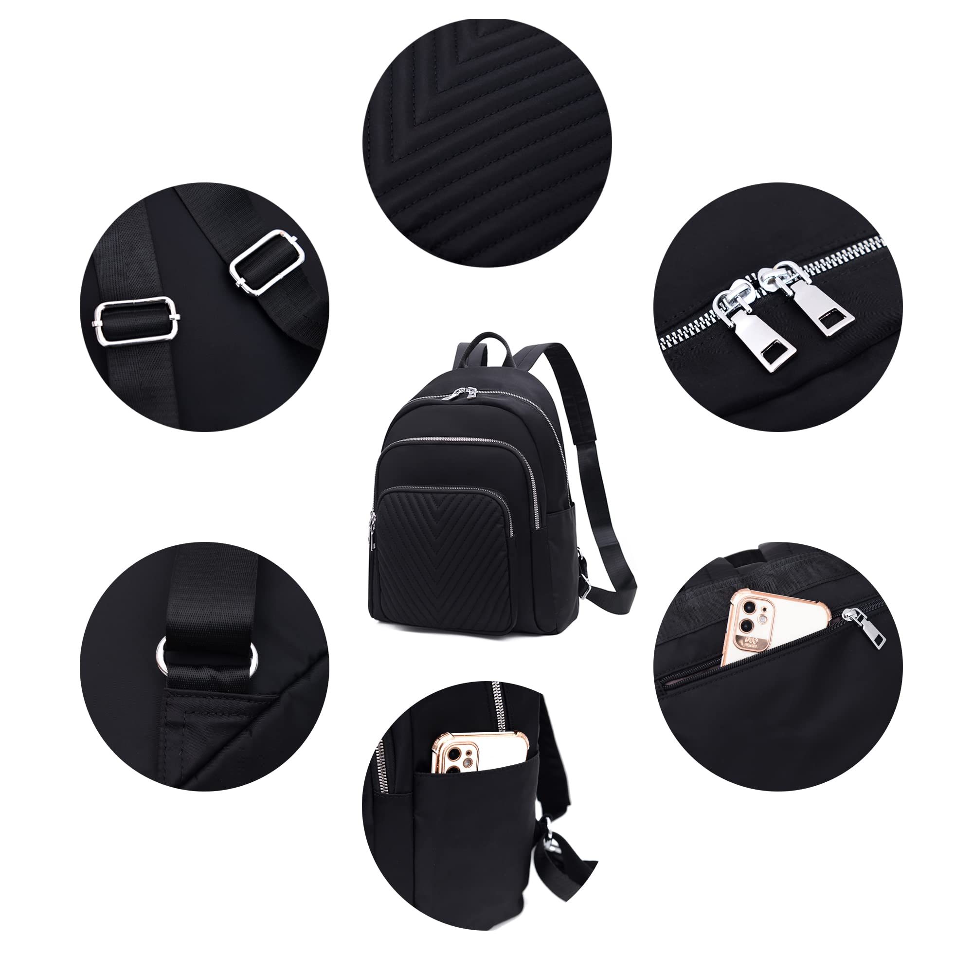 BMVMB Women Backpack Nylon Shoulder Bag Casual Lightweight Backpacks Rucksack Daypack for Women Girl