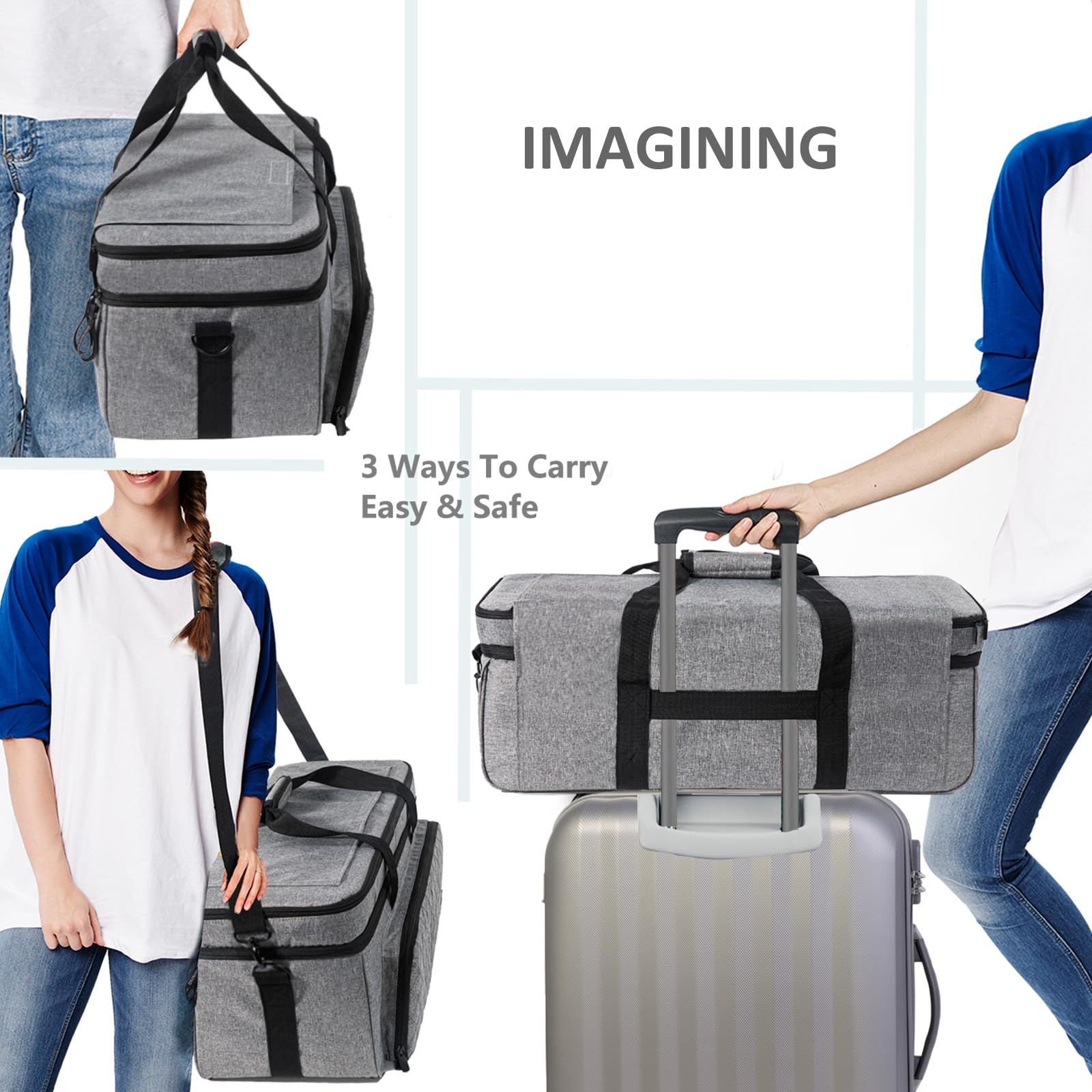 Carrying Case for Cricut Maker, Double-Layer Cricut Bag for Cricut Machine with Cover and Cutting Mat Pocket Compatible with Cricut Explore Air, Air 2, Maker, Maker 3, Organization and Storage Bags, Cricut Accessories