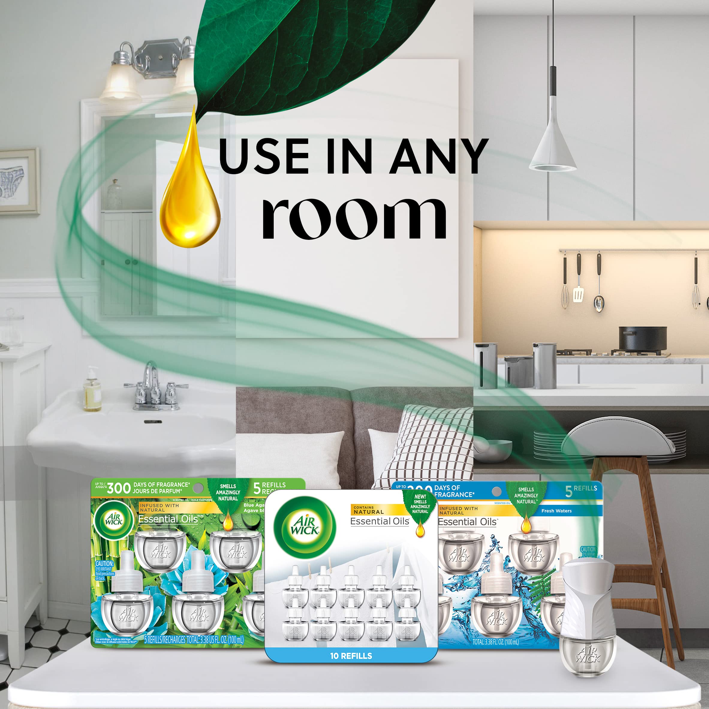 Air Wick plug in Scented Oil Warmer, White, 1 Count, Essential Oils, Air Freshener