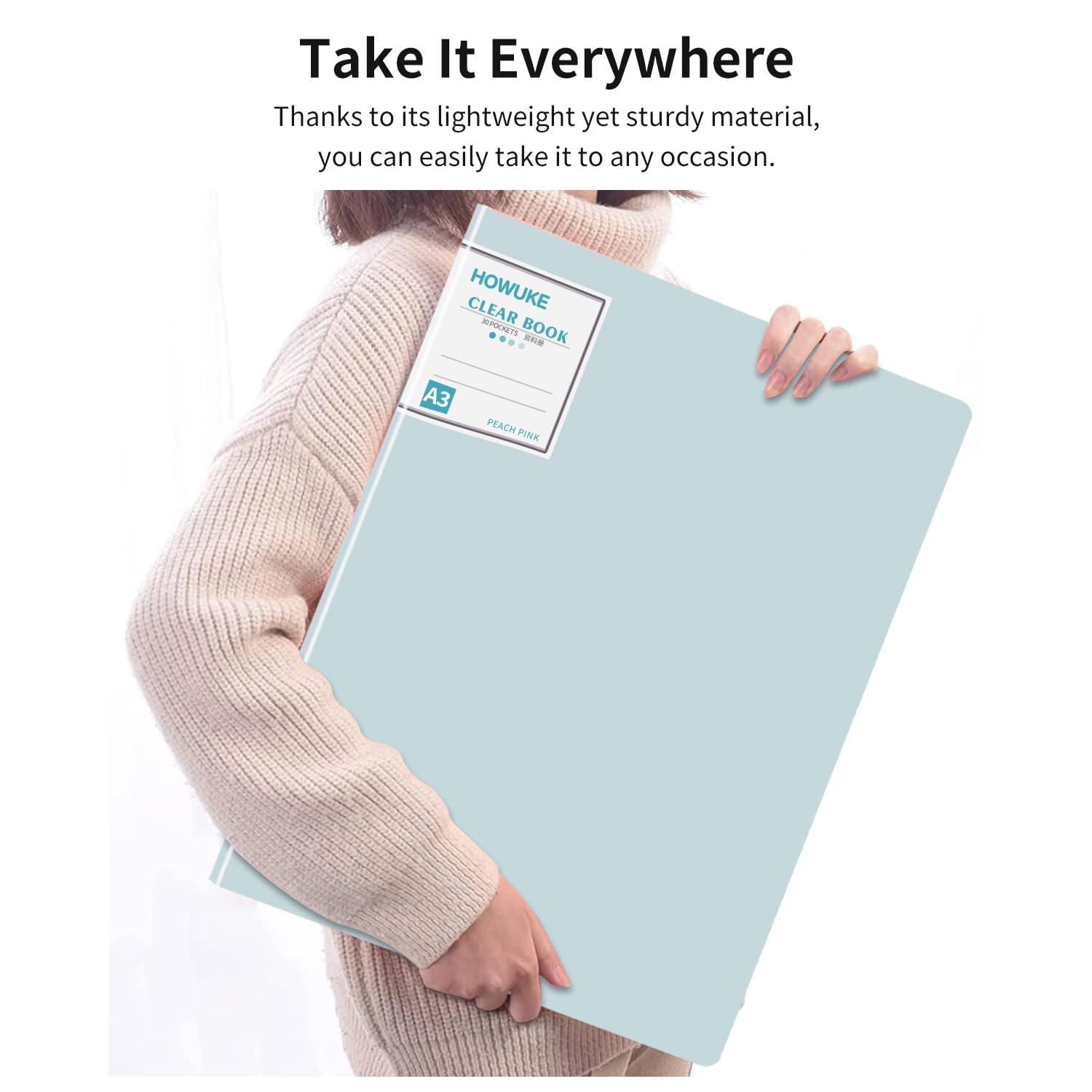 A3 Diamond Painting Storage Book, 60 Views Art Portfolio Presentations Folder with 30 Pages Protectors, 17.3x12.8in