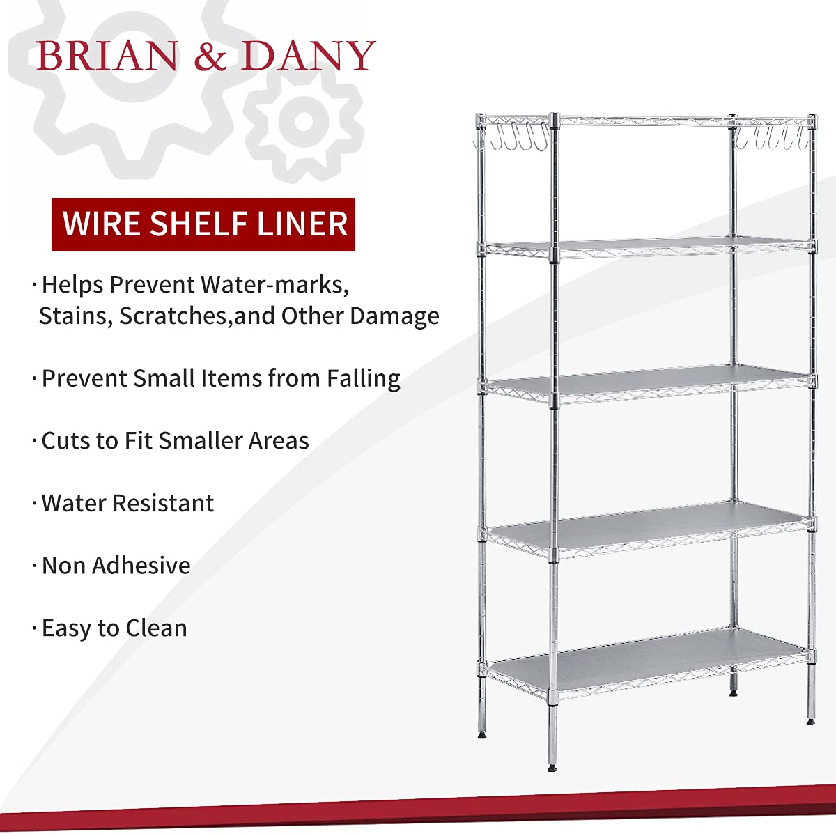 BRIAN & DANY Wire Shelf Liners Set of 5 (Industrial Strength) (14-Inch-by-24-Inch)