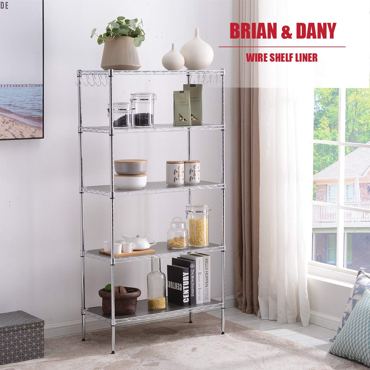 BRIAN & DANY Wire Shelf Liners Set of 5 (Industrial Strength) (14-Inch-by-24-Inch)