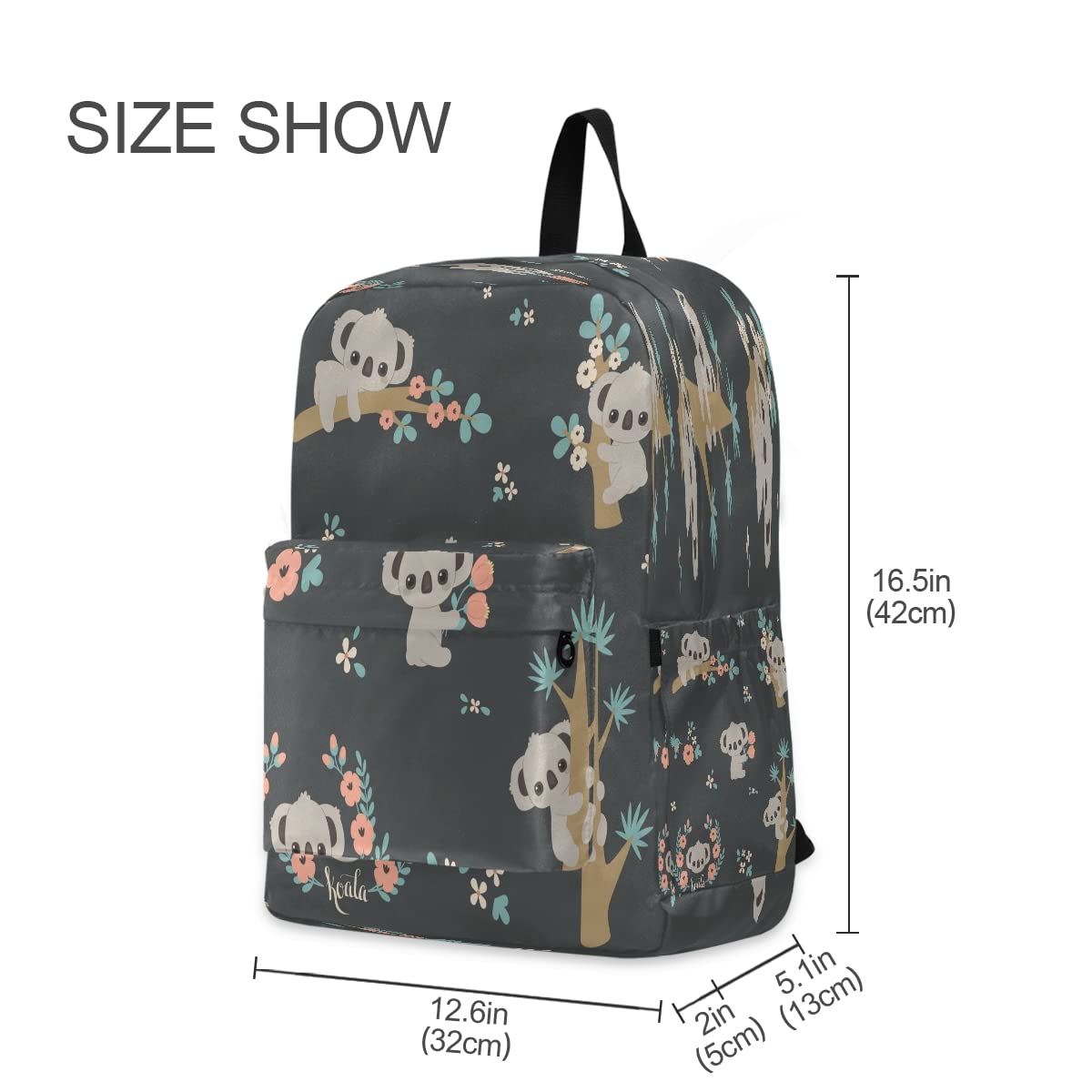 Lightweight School Backpack Koala Bookbag Schoolbag Casual Daypack for Travel with Bottle Side Pockets