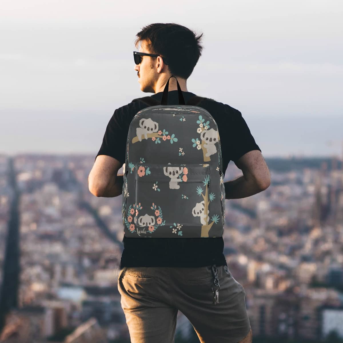 Lightweight School Backpack Koala Bookbag Schoolbag Casual Daypack for Travel with Bottle Side Pockets
