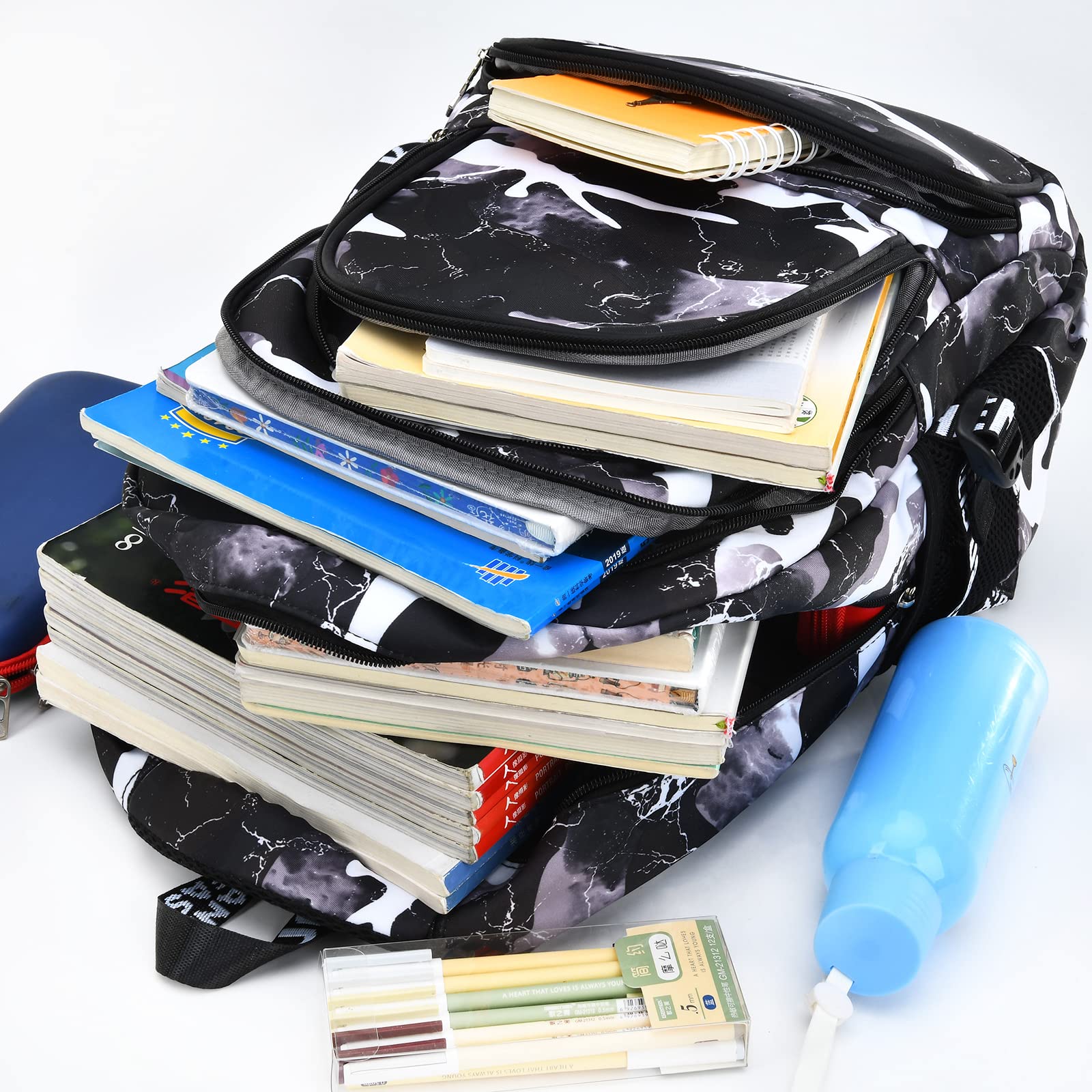 XLERHAZO School Backpack Camouflage Backpack Water Repellent Casual Daypack Lightweight Bookbags for Boys Girls (DX Camo Blue)