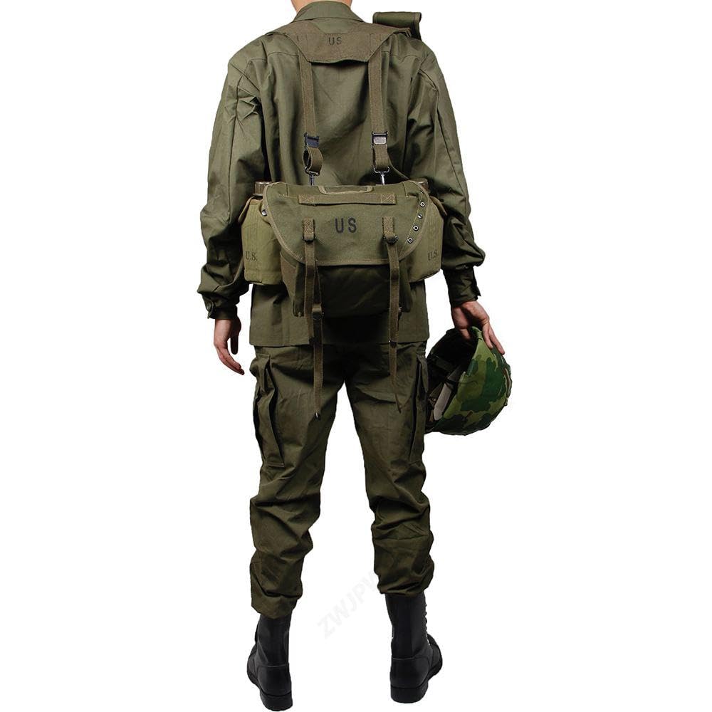 YBJBHW M1956 M1961 Equipment Vietnam War Equipment Replica WW2 US Army Korean War1956 Long Pouch 1956 Bag Kettle Belt Straps