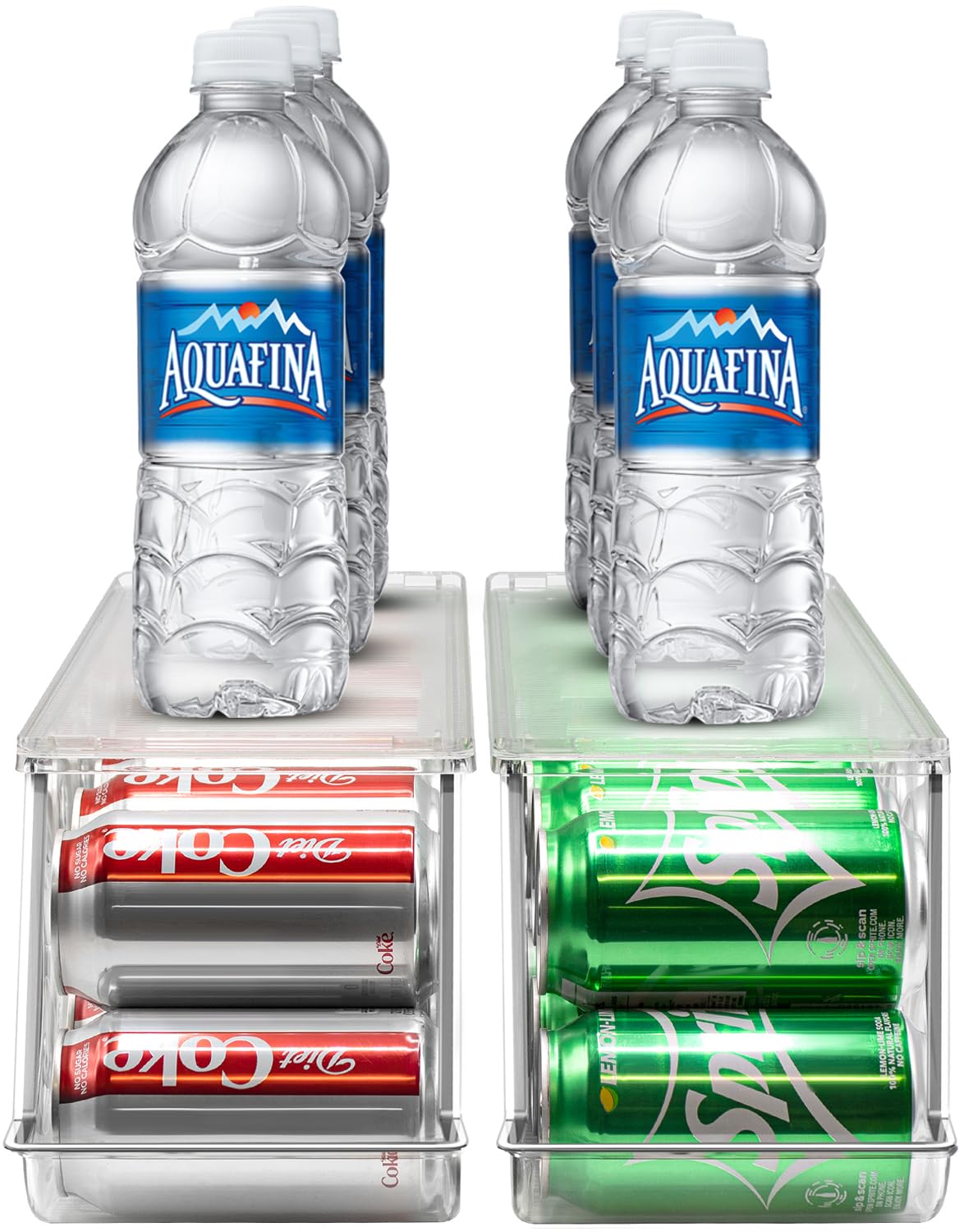 Sorbus Soda Can Organizer for Refrigerator Stackable Can Holder Dispenser with Lid for Fridge, Pantry, Freezer – Holds 12 Cans Each, BPA-Free, Clear Design,[Patent Pending] (2-Pack)