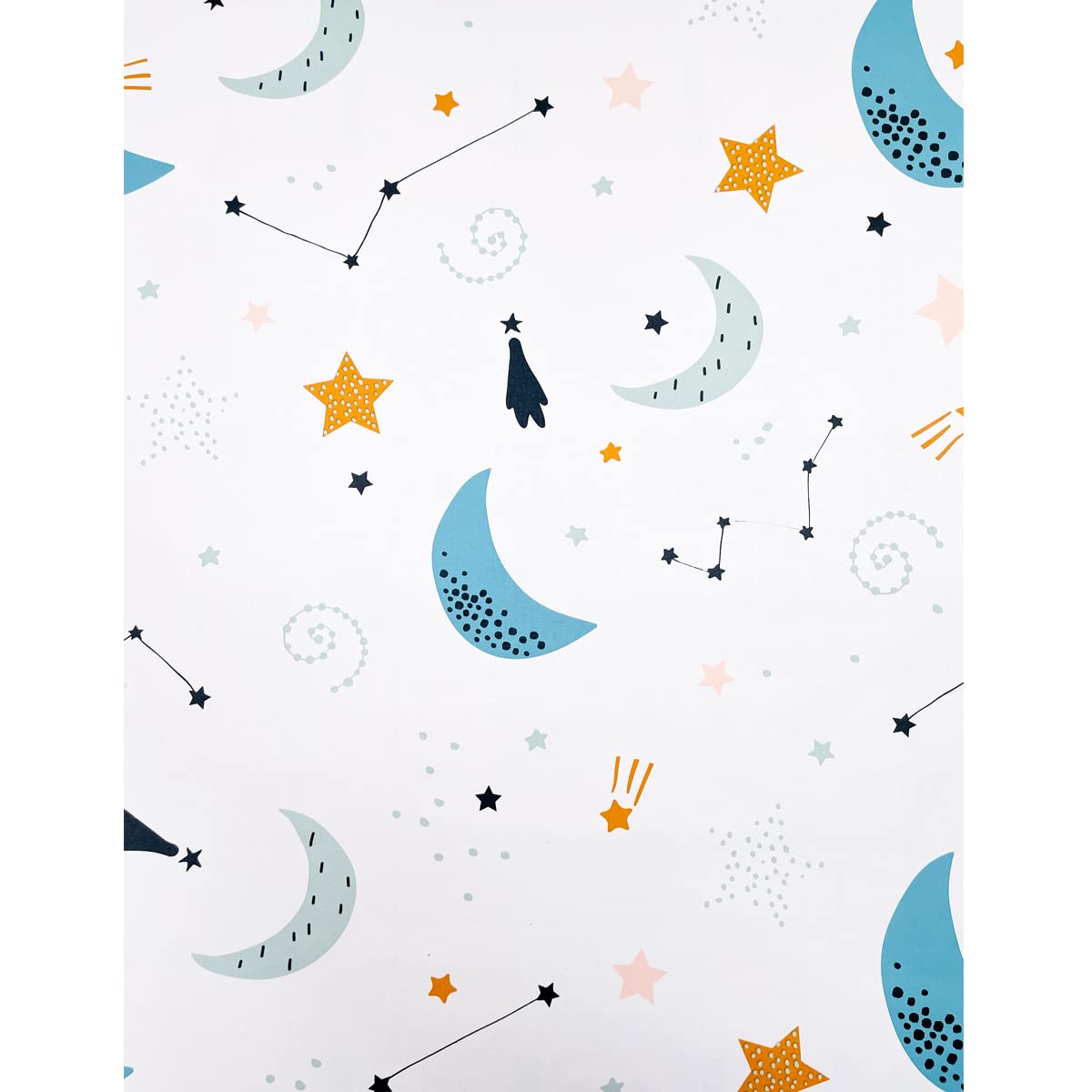 Yifasy Drawer Shelf Liner Moon Stars Self-Adhesive Furniture Inner Lining Paper Sheet Removable Kids Wallpaper Roll 118x18 Inch