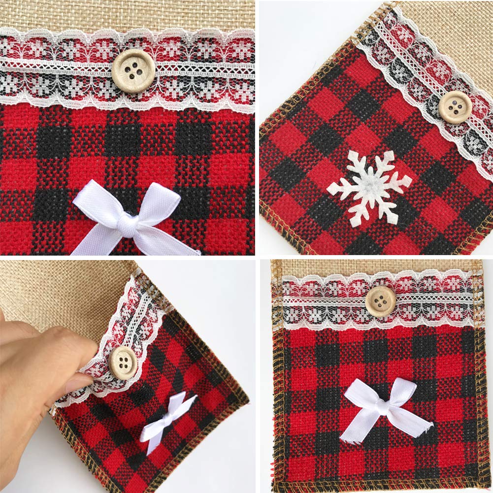 LXKBD Natural Burlap Cutlery Holder Pouch Bag, 20 Packs 4.3x8 Inch Lace Knifes Forks Napkin Utensil Silverware Holders for Christmas Wedding Party Table Decoration