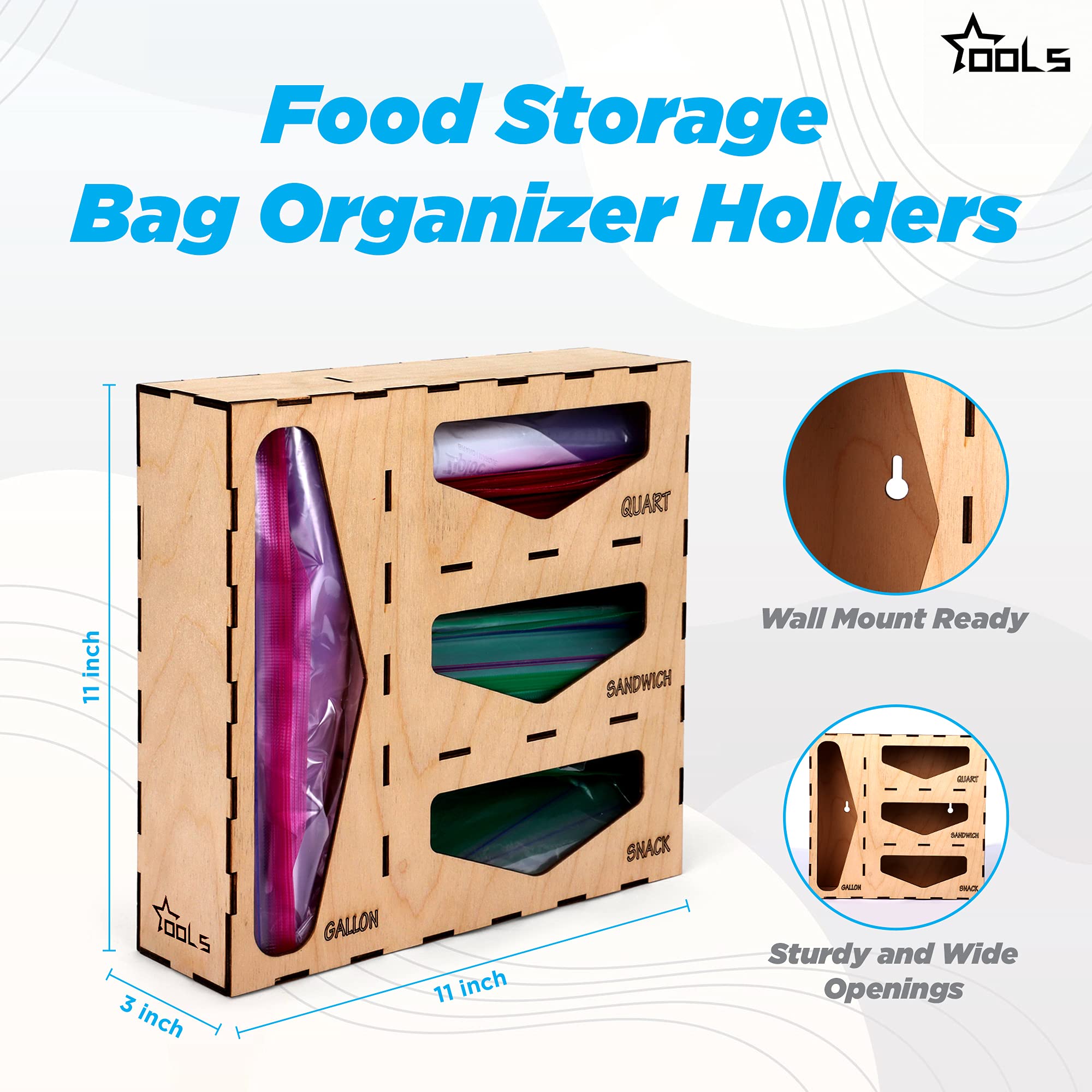 Ziplock bag storage organizer by BoolsâKitchen Drawer Organizer Compatible With Ziploc, Solimo, Glad, Hefty For Gallon, Quart, Sandwich & Snack Variety Size Bags