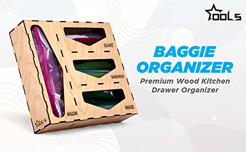 Ziplock bag storage organizer by BoolsâKitchen Drawer Organizer Compatible With Ziploc, Solimo, Glad, Hefty For Gallon, Quart, Sandwich & Snack Variety Size Bags