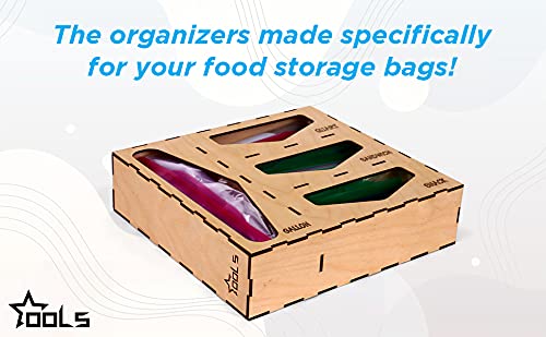 Ziplock bag storage organizer by BoolsâKitchen Drawer Organizer Compatible With Ziploc, Solimo, Glad, Hefty For Gallon, Quart, Sandwich & Snack Variety Size Bags