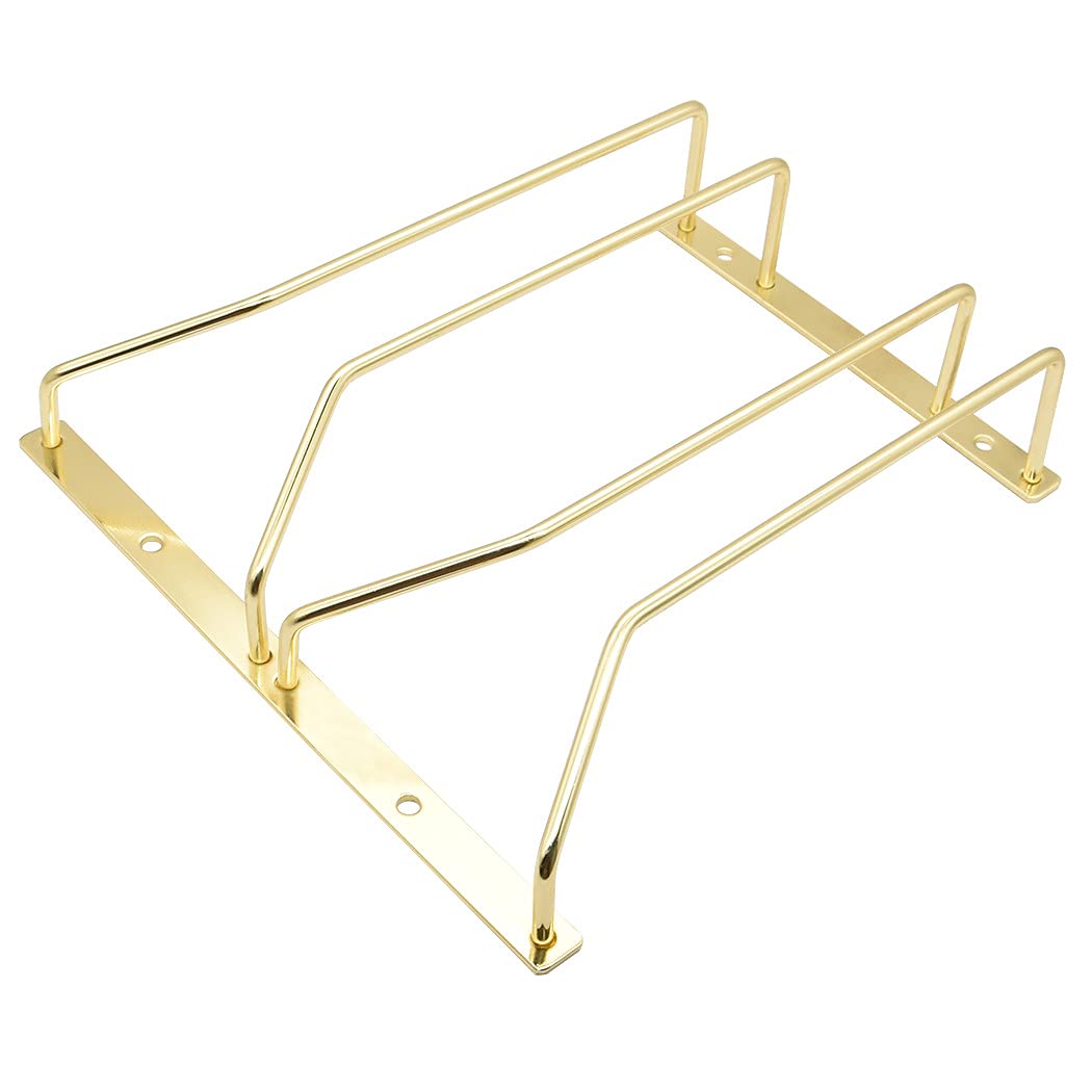 ZOOHOT 22.5cm Wine Glass Rack - Under Cabinet Stemware Wine Glass Holder Glasses Storage Hanger Metal Organizer for Bar Kitchen, Gold Finish (2 Rows, 1 Pack)