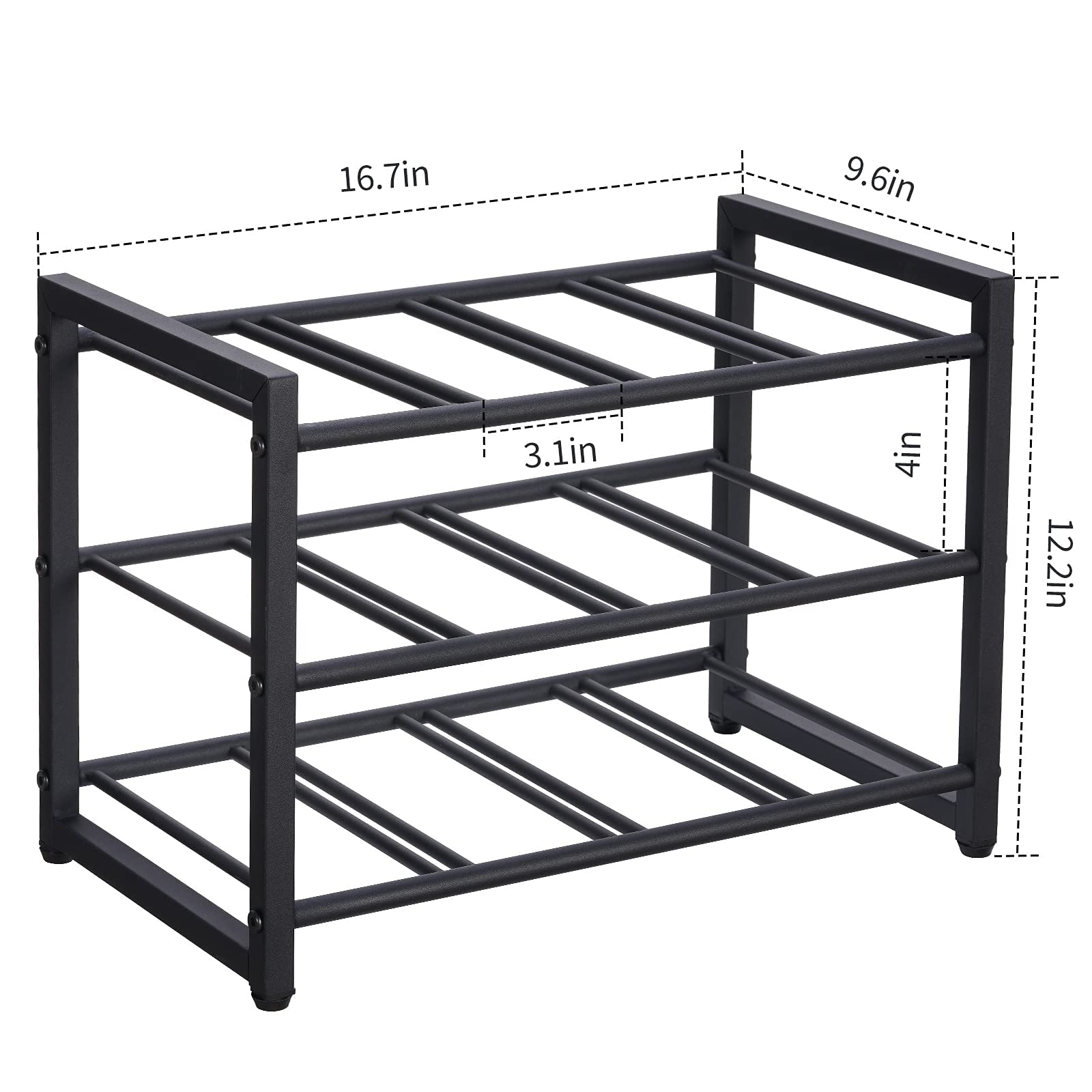 Honiter 12 Bottle Wine Rack Countertop, Storage Wine Rack Freestanding Floor, Display Storage Wine Rack, Industrial Metal Wine Shelf Organizer for Cabinet Tabletop Bar Cellar, Black