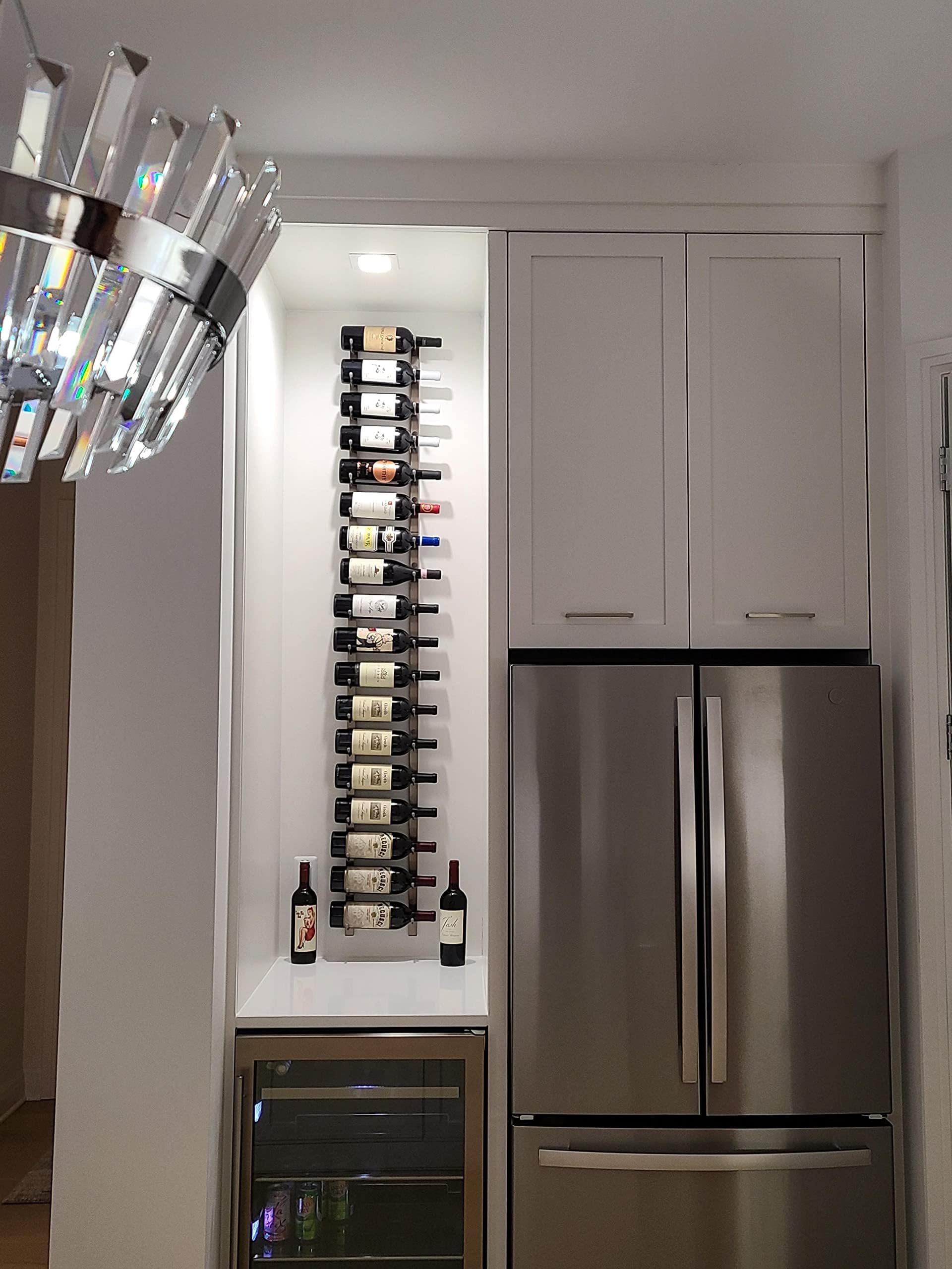 VintageView W Series (6 Ft) - 18 Bottle Wall Mounted Wine Bottle Rack Kit (Satin Black) Stylish Modern Wine Storage with Label Forward Design