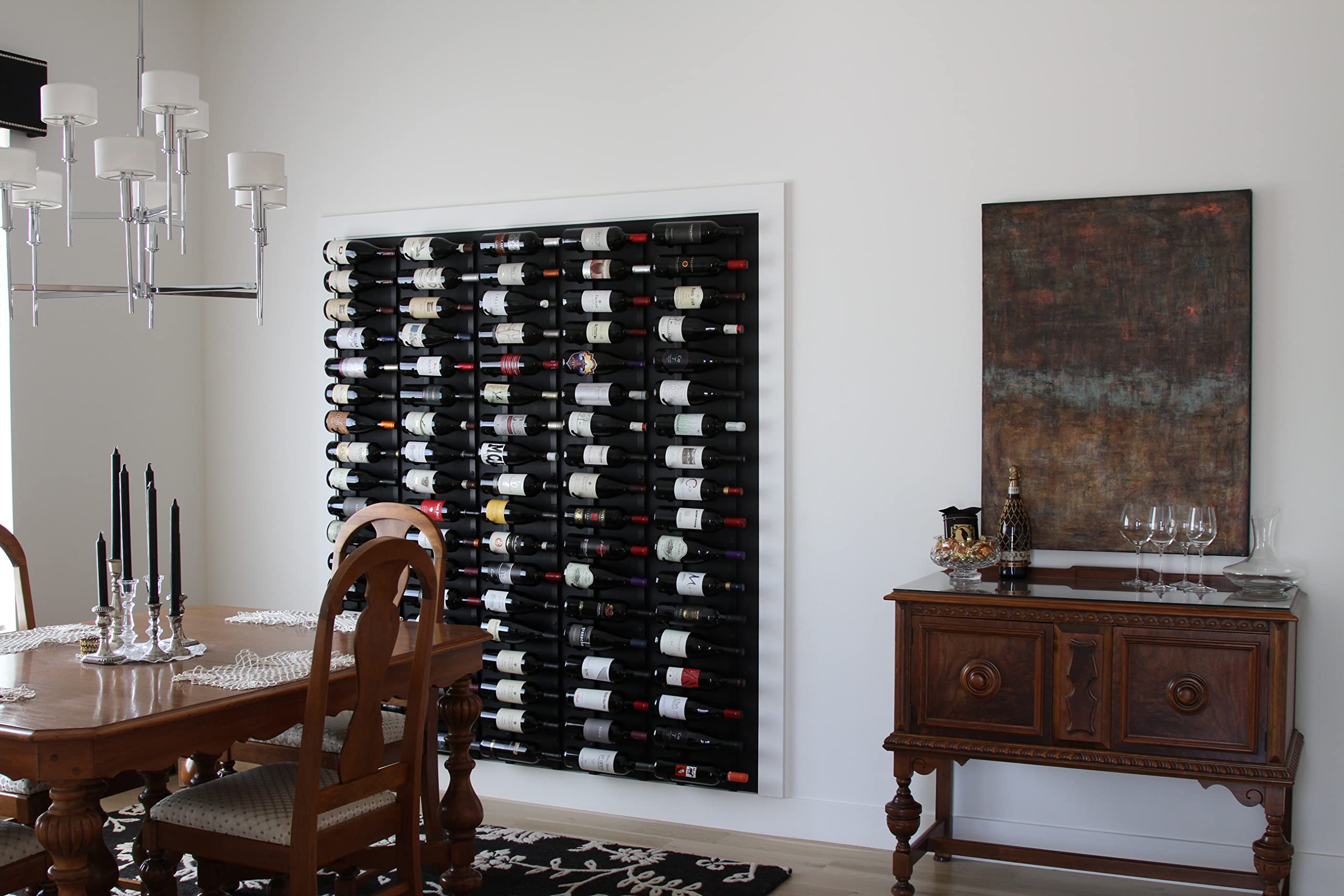 VintageView W Series (6 Ft) - 18 Bottle Wall Mounted Wine Bottle Rack Kit (Satin Black) Stylish Modern Wine Storage with Label Forward Design