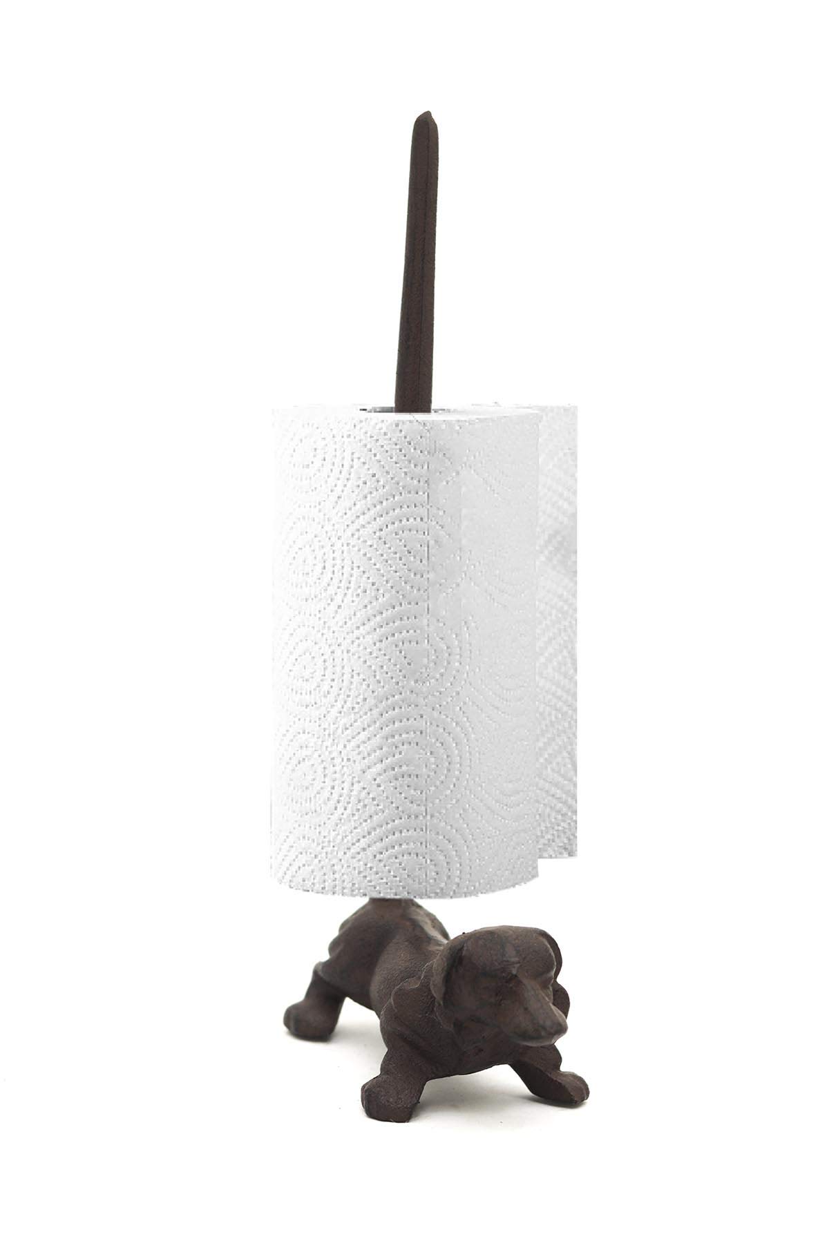 Retro Cast Iron Dog Paper Holder - Decorative Free Standing Paper Holder - Antique Brown