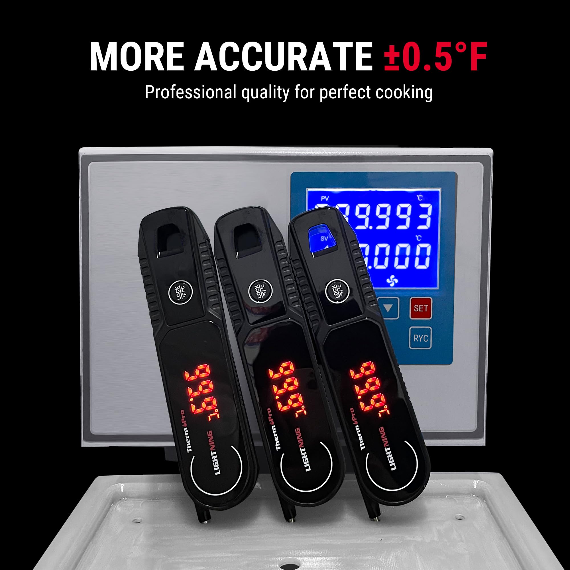 ThermoPro Lightning One-Second Instant Read Meat Thermometer, Calibratable Kitchen Food Thermometer with Ambidextrous Display, Waterproof Cooking Thermometer for Oil Deep Fry Smoker BBQ Grill