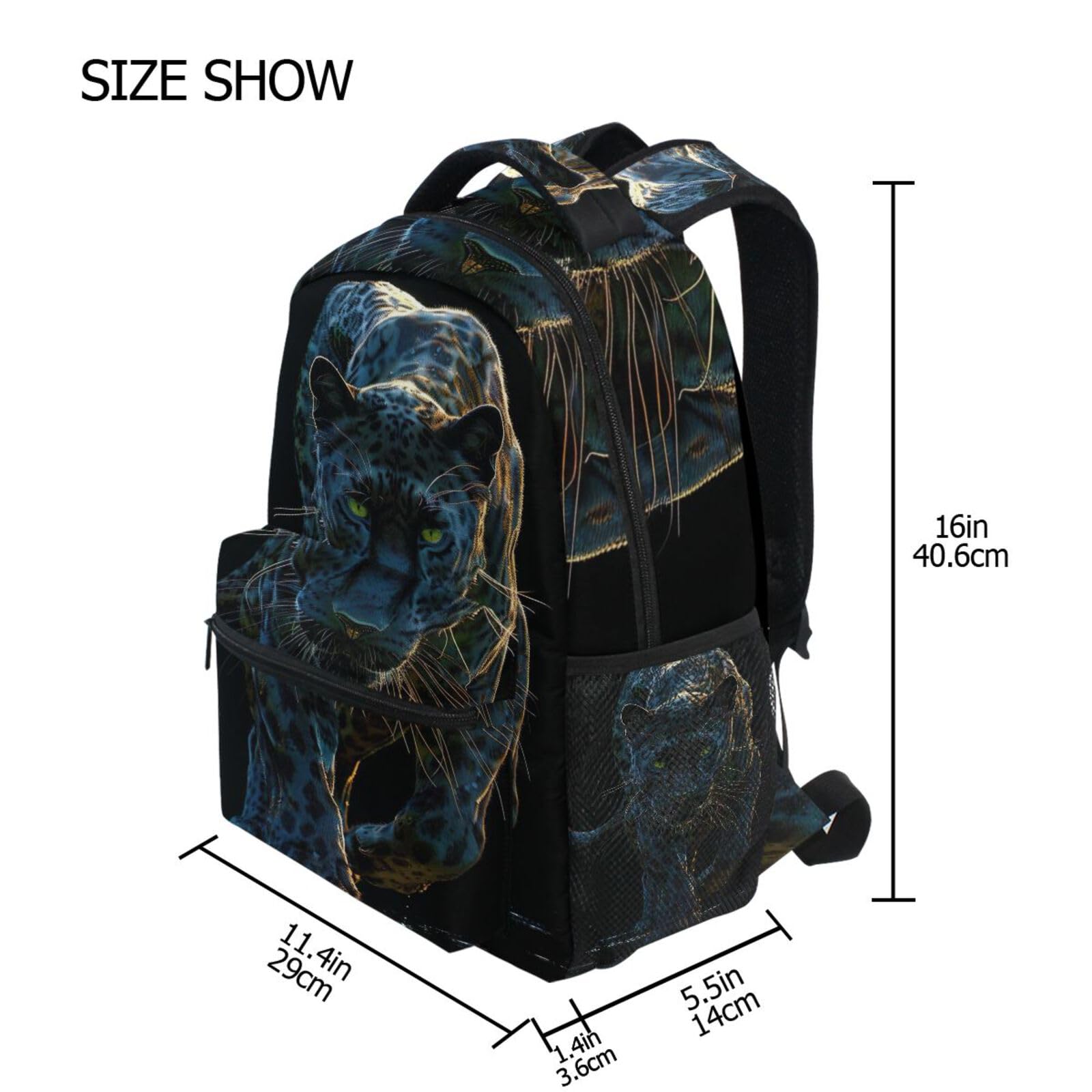 xigua Fierce Black Panther Student Backpack for Boy Girl ,Travel Laptop Backpack,Durable Water Resistant College School Backpack Laptop Bag for Fits 15Inch Notebook