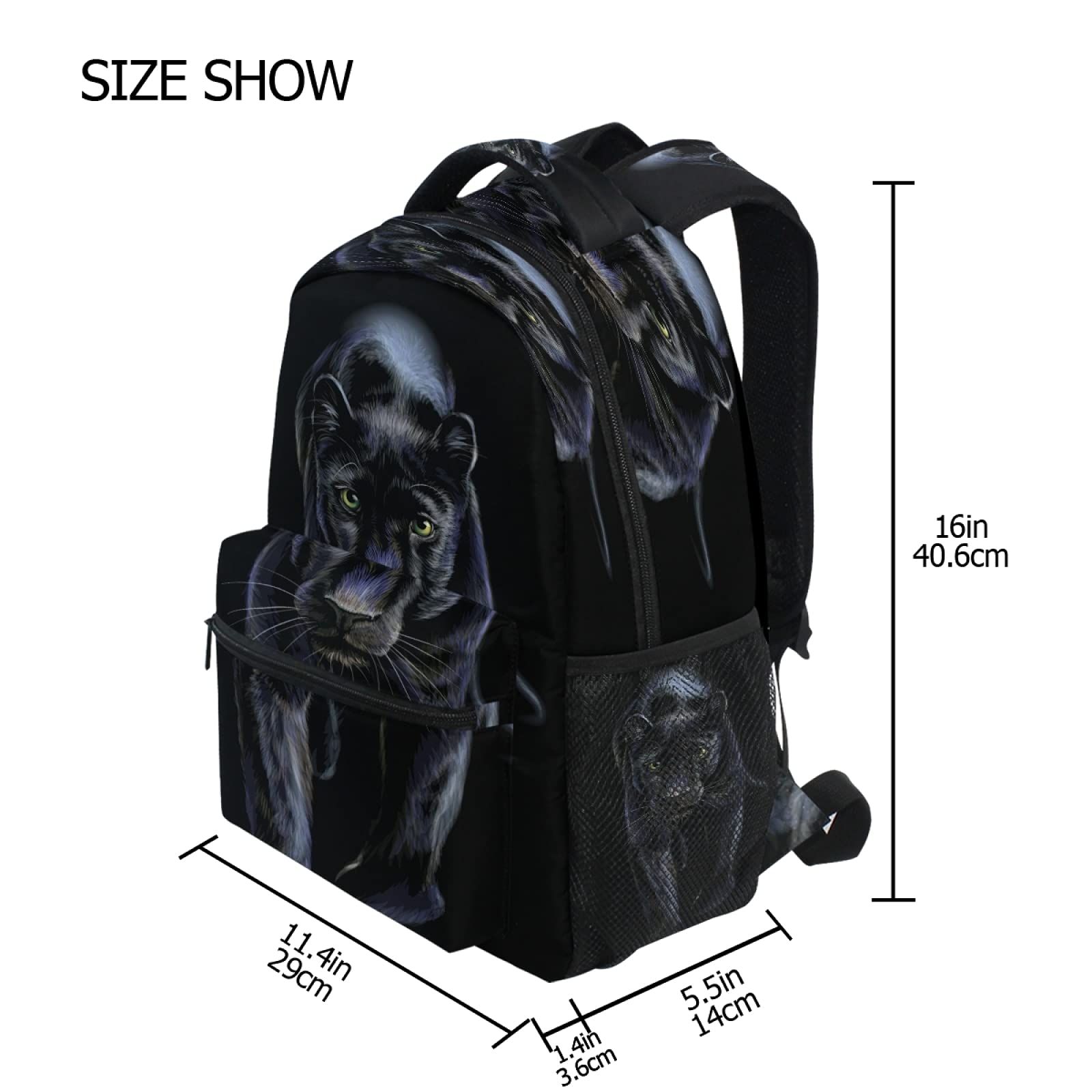 xigua Fierce Black Panther Student Backpack for Boy Girl ,Travel Laptop Backpack,Durable Water Resistant College School Backpack Laptop Bag for Fits 15Inch Notebook
