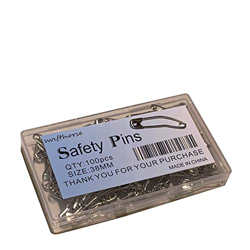 Swifthorse Curved Safety Pin 100 Count,1.5 in inch (Size 2) Safety Pin for Sewing