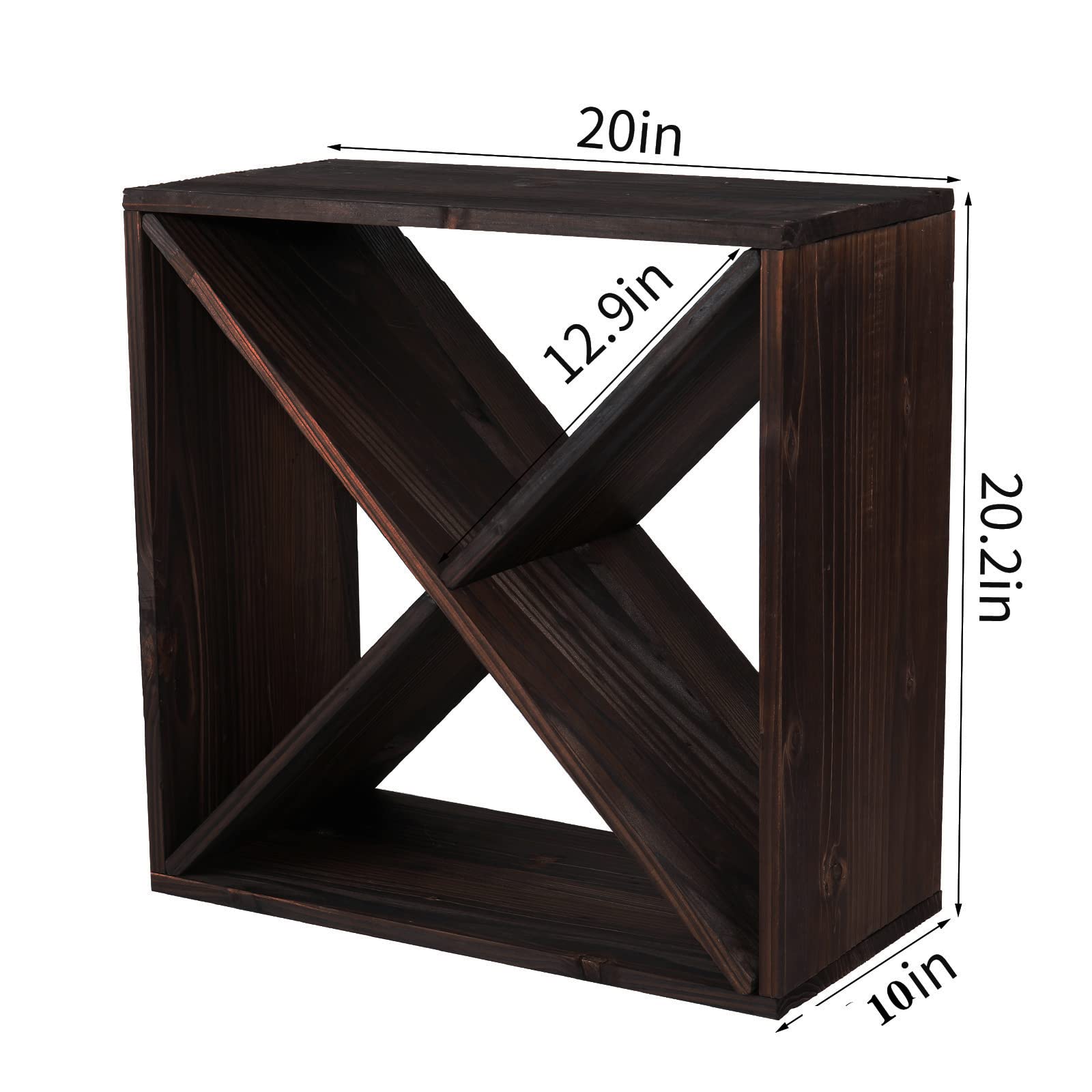fdjamy Wine Rack countertop Wooden Stackable Storage Rustic Retro Style Cube 24-Bottle Wooden Wine Rack Wine Cabinet (Dark Brown)