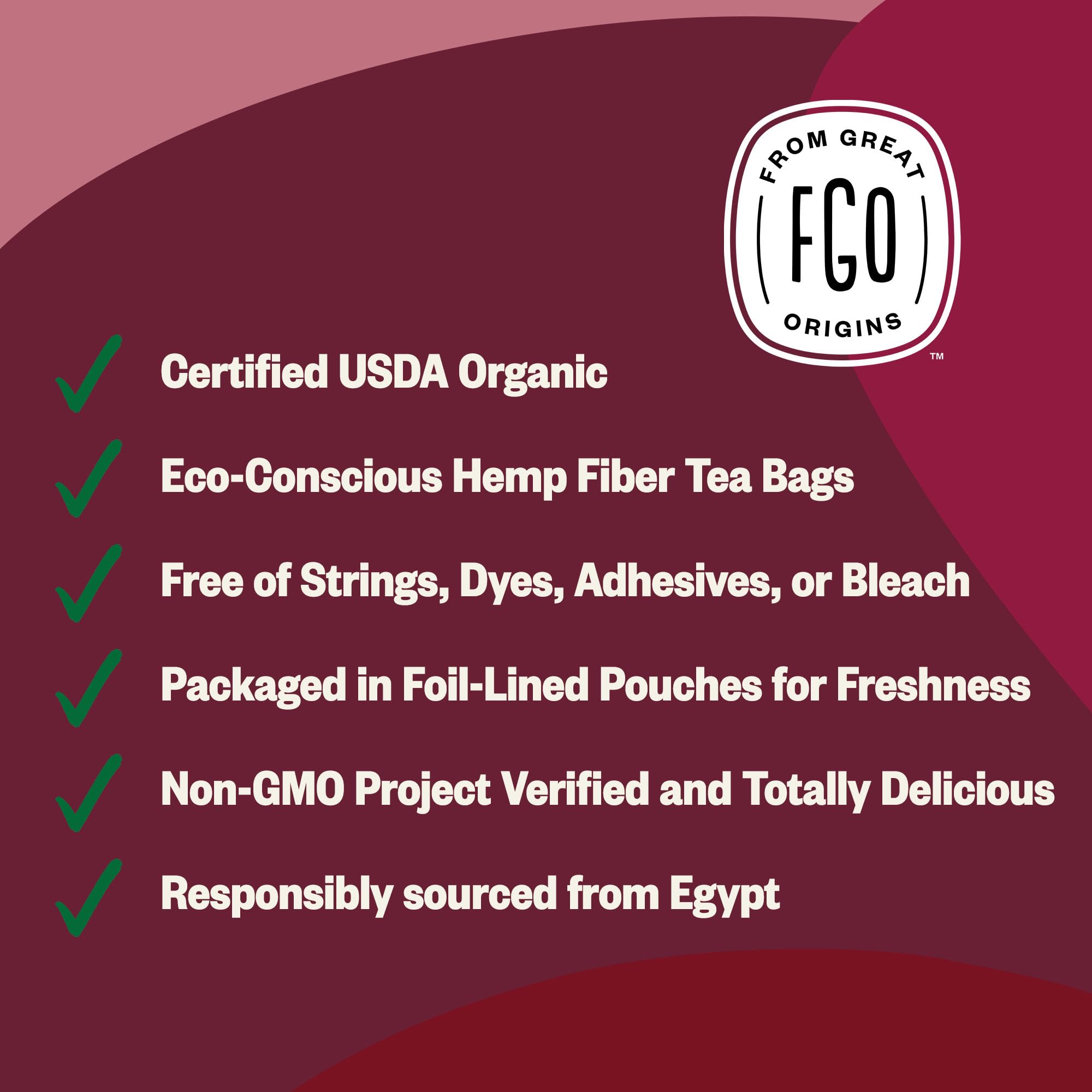 Organic Hibiscus Tea Bags | 100 Tea Bags | Eco-Conscious Tea Bags in Kraft Bag | Raw from Egypt | by FGO