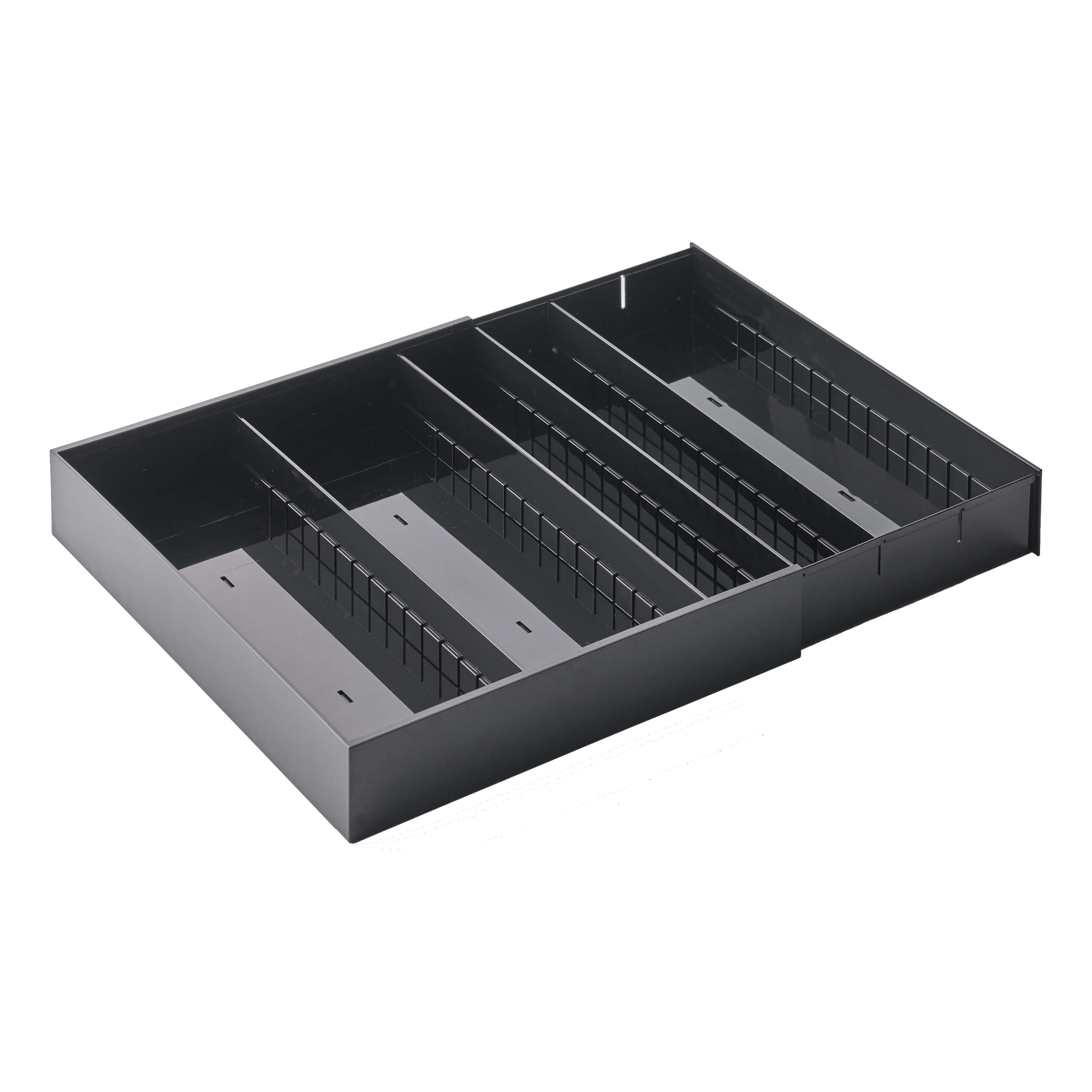 YAMAZAKI Home Expandable Cutlery Kitchen Angled Utensils Storage Multi-Compartment Silverware Organizer Drawer Insert Tray, Plastic, Adjustable, Expandable, No Assembly Req.