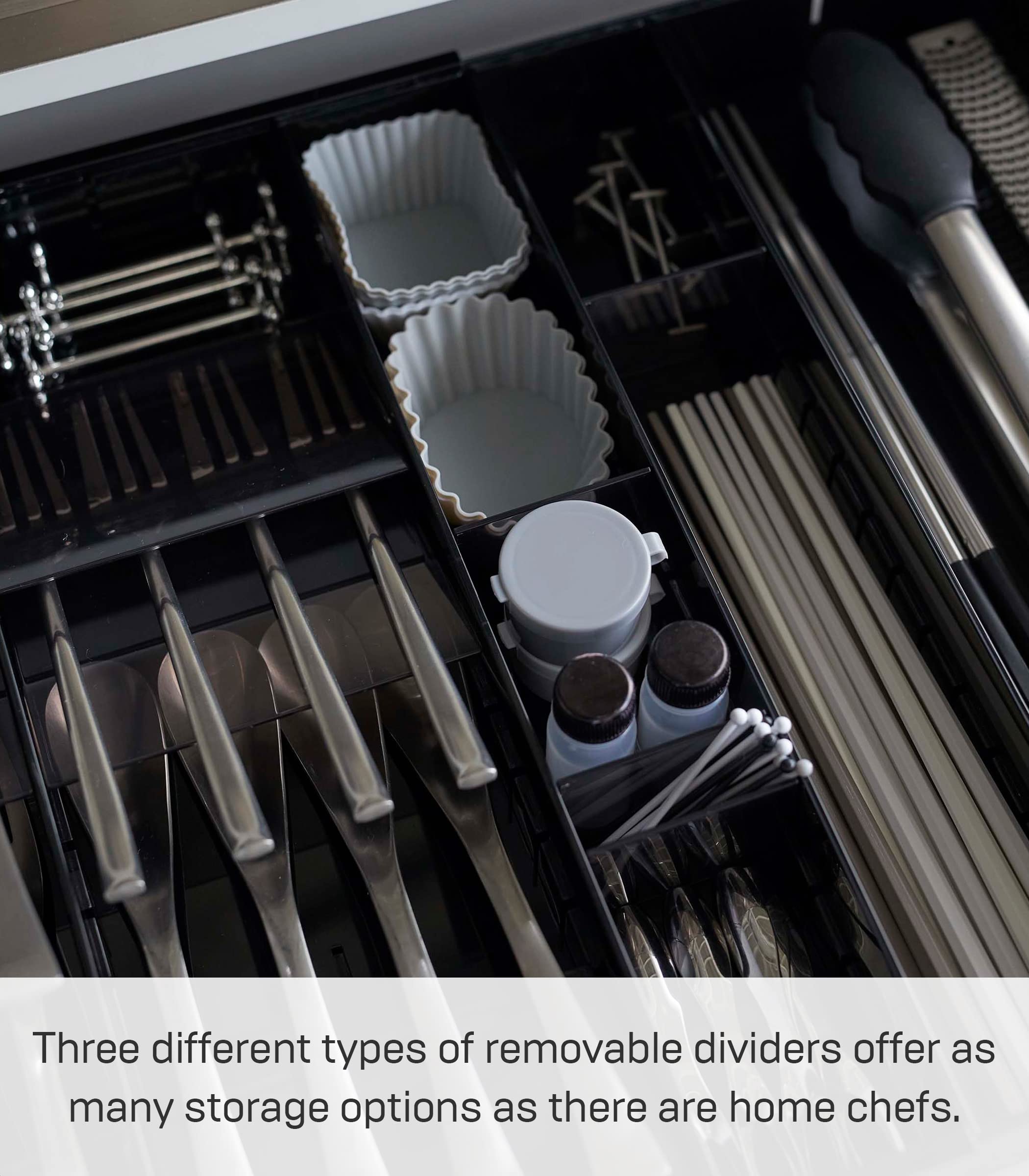 YAMAZAKI Home Expandable Cutlery Kitchen Angled Utensils Storage Multi-Compartment Silverware Organizer Drawer Insert Tray, Plastic, Adjustable, Expandable, No Assembly Req.