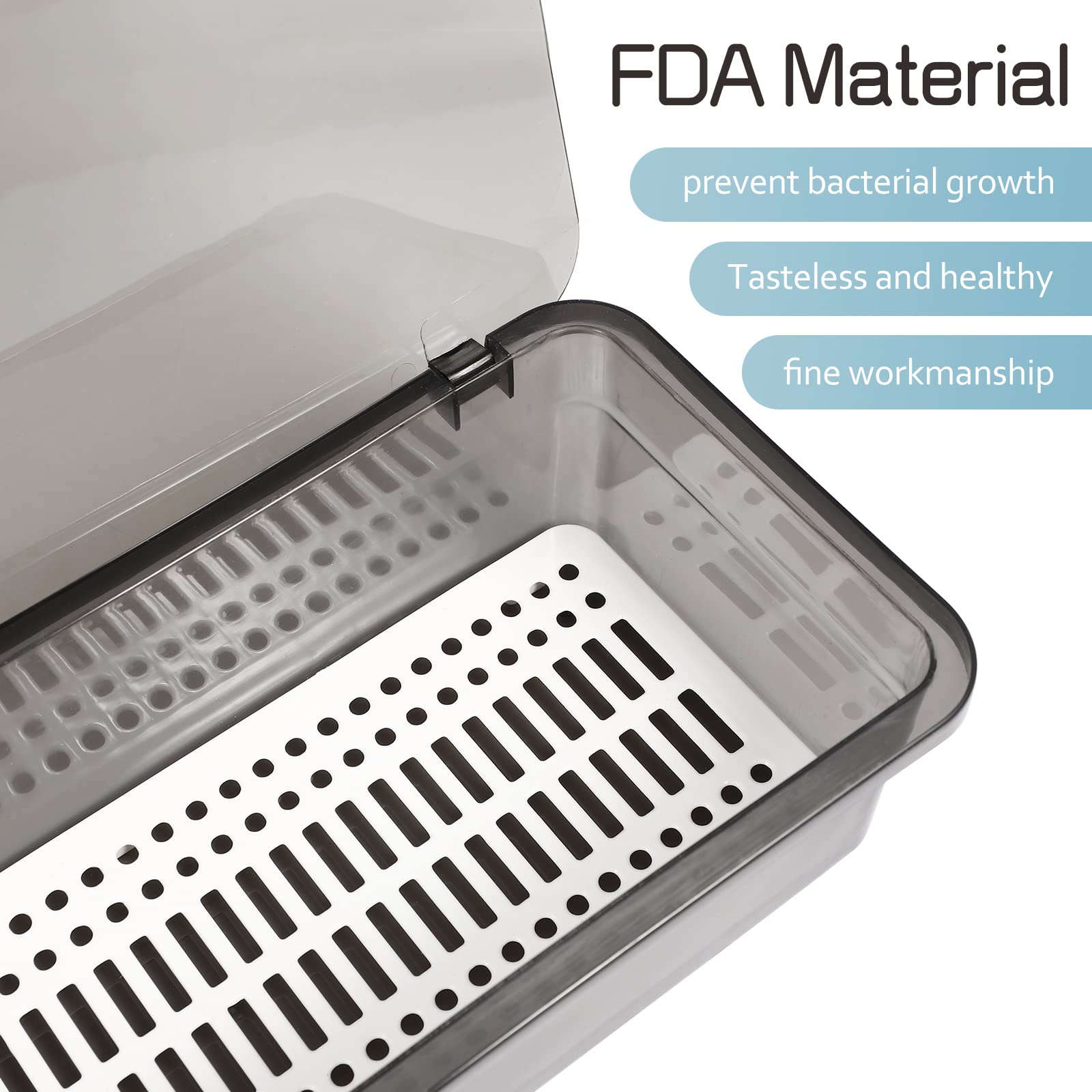 Cabilock Flatware Tray with Lid- Proof Chopsticks Storage Boxes Draining Tableware Organizer Kitchen Cutlery Container Countertop Utensil Holder