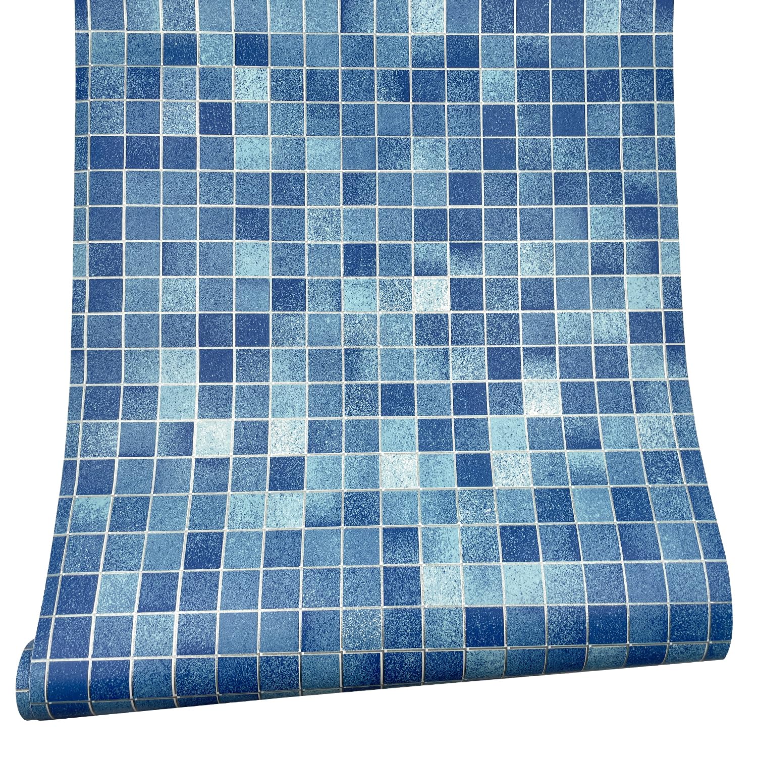 Yifely Blue Mosaic Furniture Paper Removable Shelf Liner Night Stand Sticker 17.7 Inch by 9.8 Feet