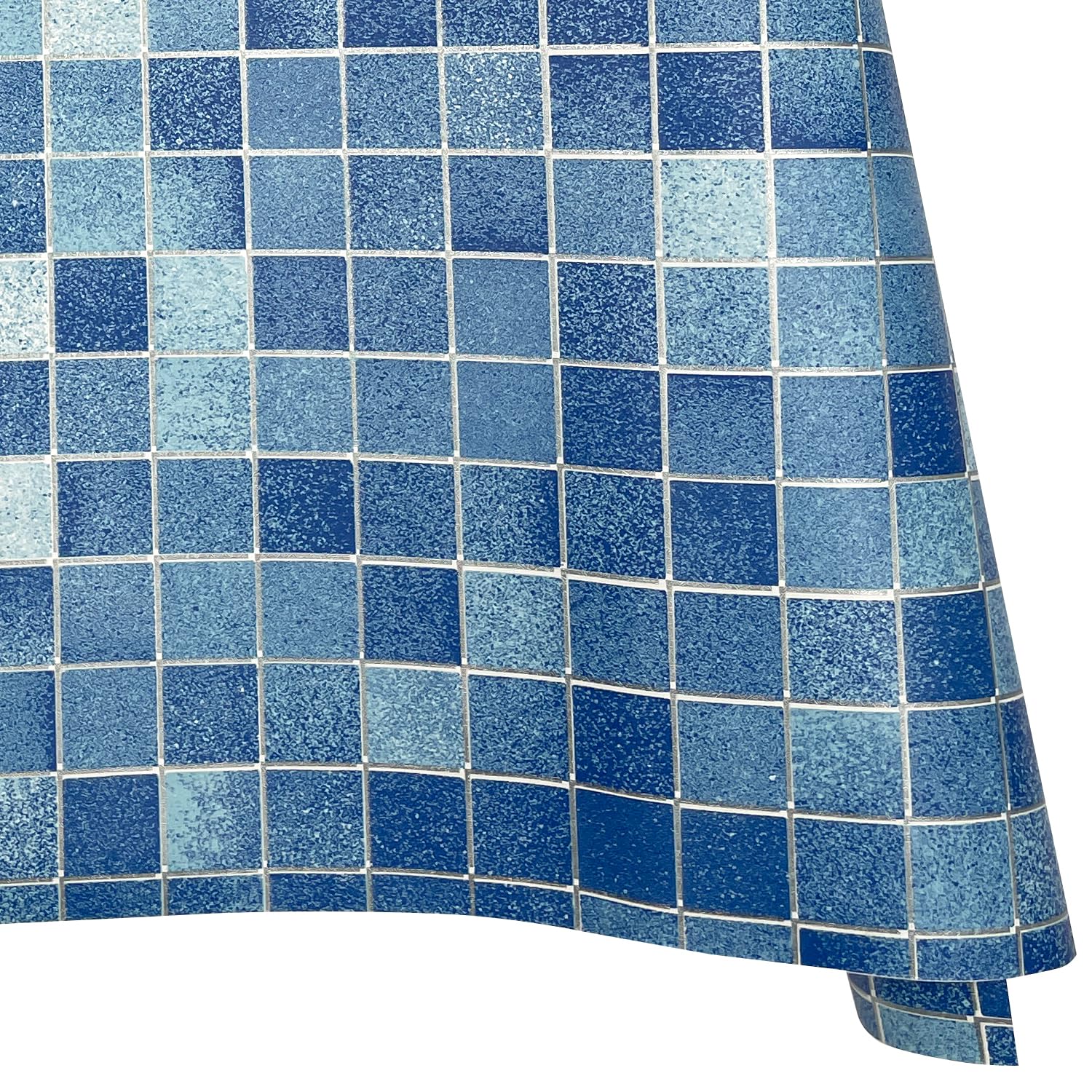 Yifely Blue Mosaic Furniture Paper Removable Shelf Liner Night Stand Sticker 17.7 Inch by 9.8 Feet