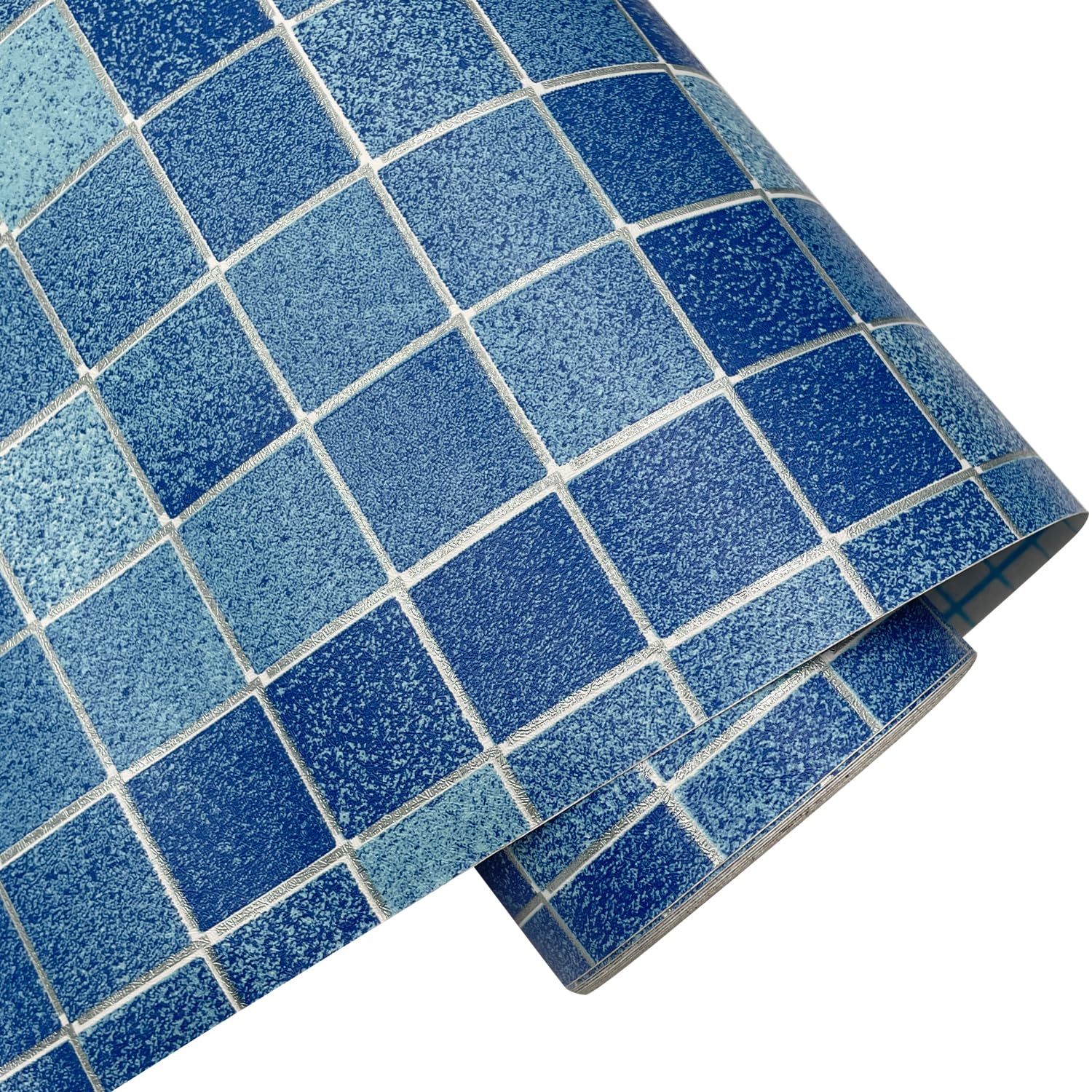 Yifely Blue Mosaic Furniture Paper Removable Shelf Liner Night Stand Sticker 17.7 Inch by 9.8 Feet