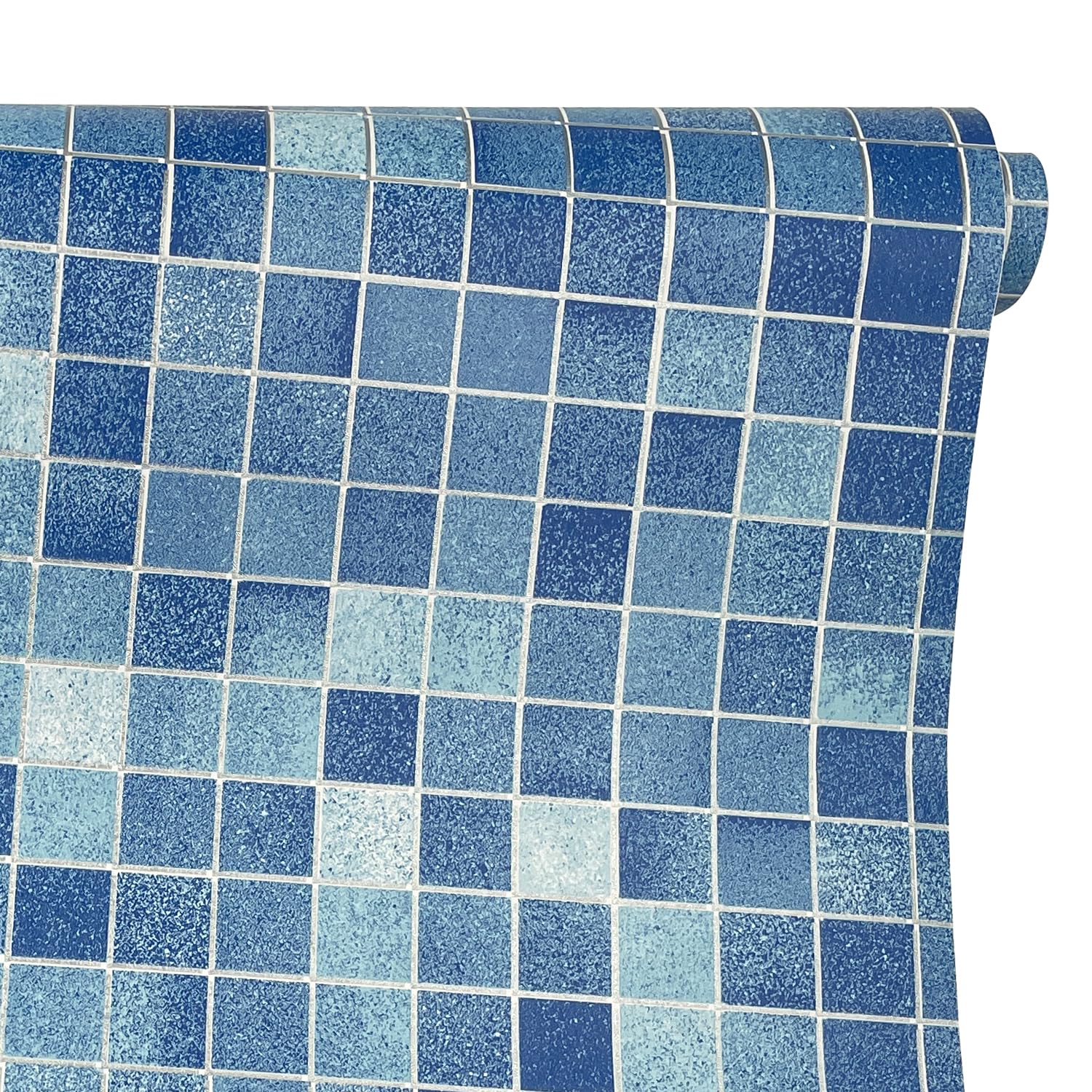 Yifely Blue Mosaic Furniture Paper Removable Shelf Liner Night Stand Sticker 17.7 Inch by 9.8 Feet