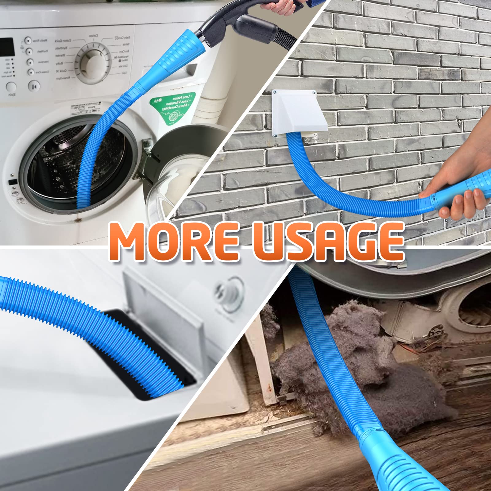 Sealegend 2 PCS Dryer Vent Cleaner Kit Vacuum Hose Attachment,Washer and Dryer Lint Remover, Dryer Cleaning Tools Hoses with Adapter