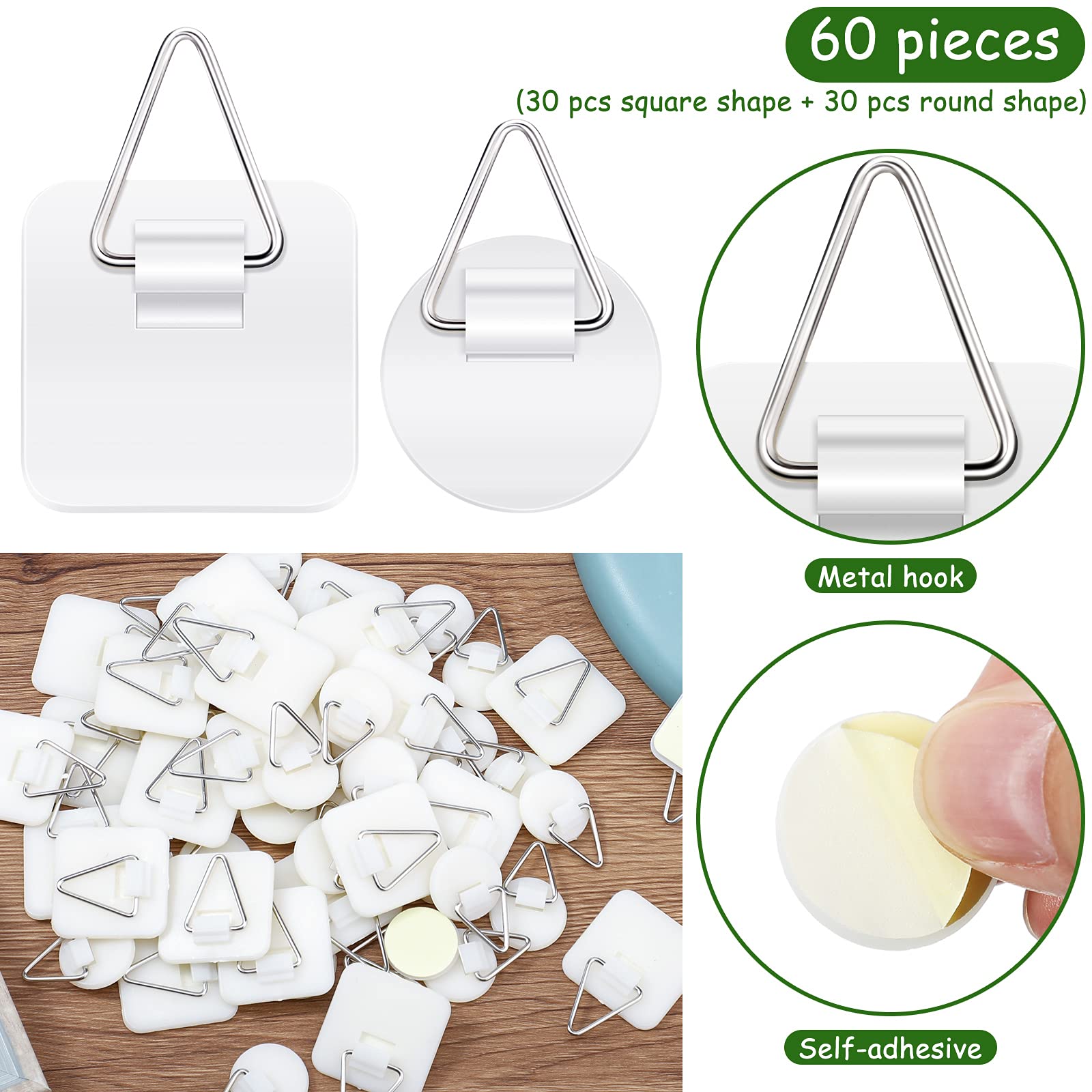 60 Pieces Invisible Adhesive Plate Hanger Plastic Adhesive Picture Hangers Without Nails Adhesive Vertical Plate Holders Sticky Hangers for Plate Photo Picture Frame Wall Art Decoration