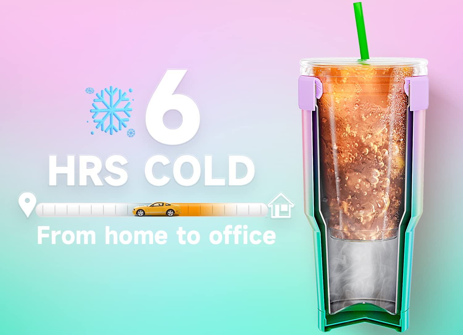 Meoky Double Wall Stainless Steel Iced Coffee Sleeve Reusable, One Size Fits All Coffee Sleeve for Starbucks, Dunkin Donuts, McDonalds (16-24oz, Glitter Lavender)