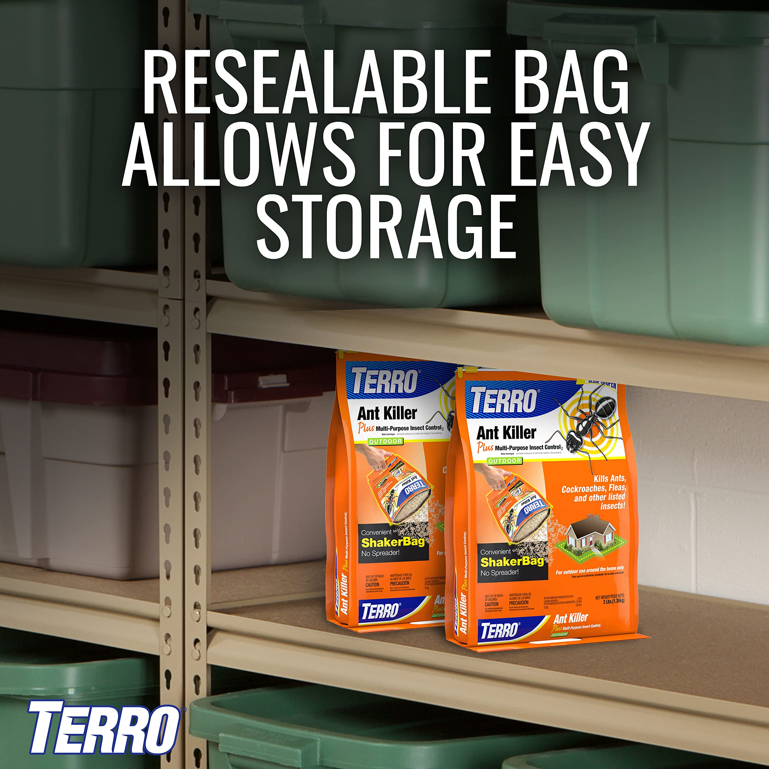 TERRO T901-6 Ant Killer Plus Multi-Purpose Insect Control for Outdoors - Kills Fire Ants, Fleas, Cockroaches, and Other Crawling Insects - 3lb