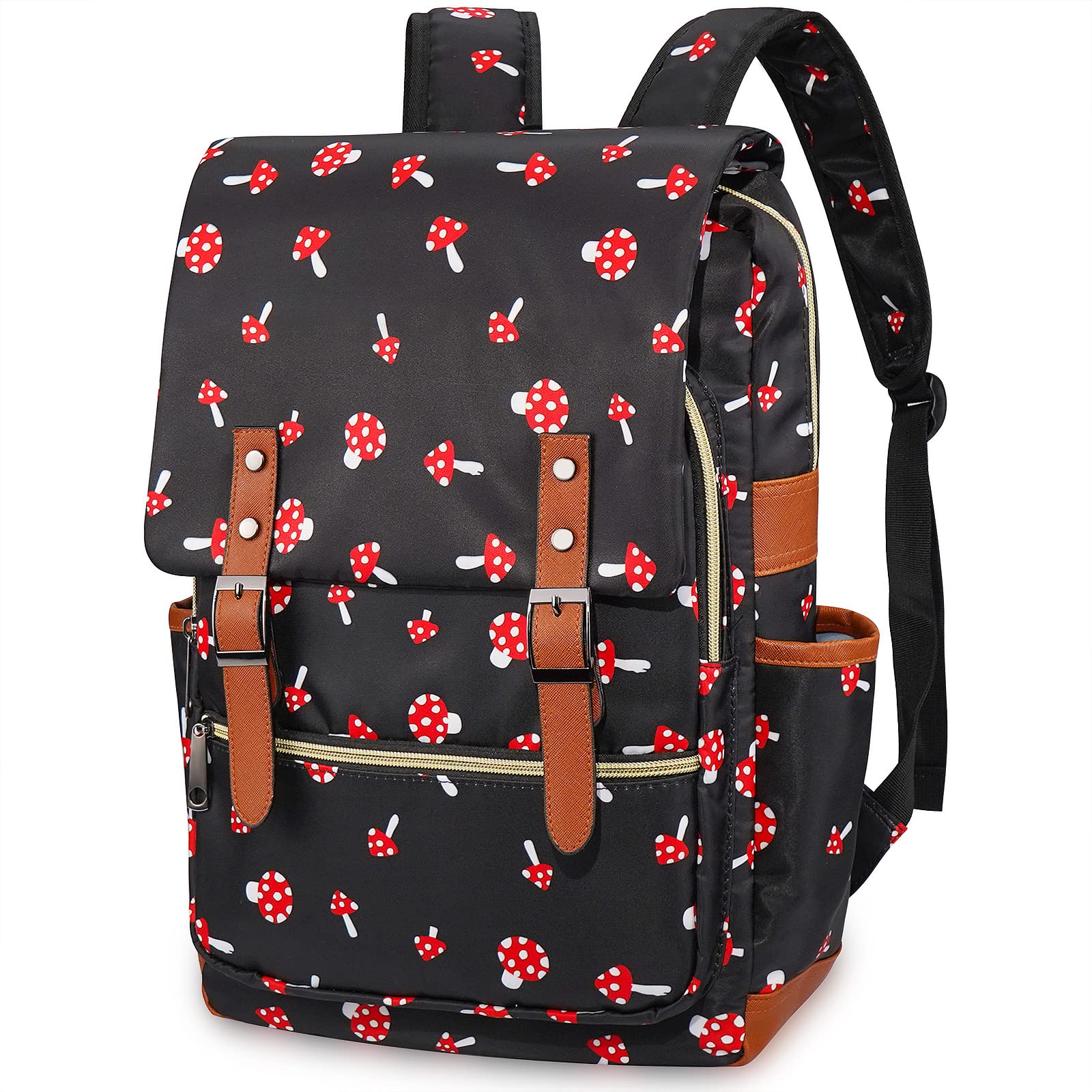 Mushroom Laptop Backpack for Girls Women, College School Bookbags for Teenagers