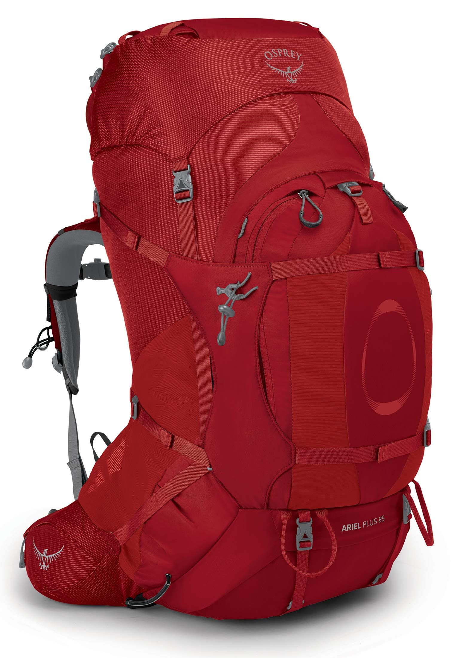 Osprey Ariel Plus 85 Women's Backpacking Backpack, Carnelian Red, Medium/Large