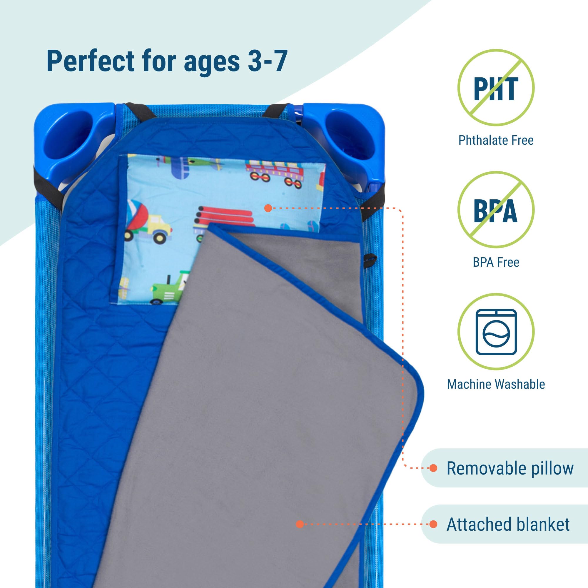Wildkin 12 Inch Kids Backpack with Modern Nap Mat (Trains, Planes & Trucks)