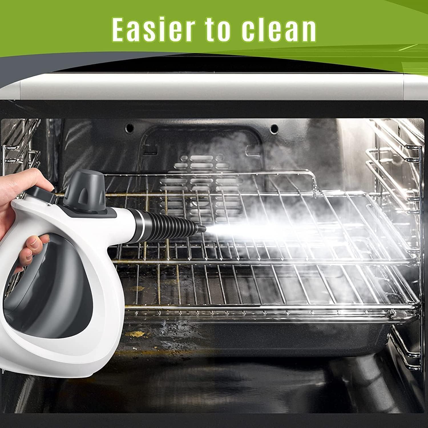 Pressurized Handheld Multi-Surface Natural Steam Cleaner with 12 pcs Accessories, Multi-Purpose Steamer for Home Use, Steamer for Cleaning Floor, Upholstery, Grout and Car